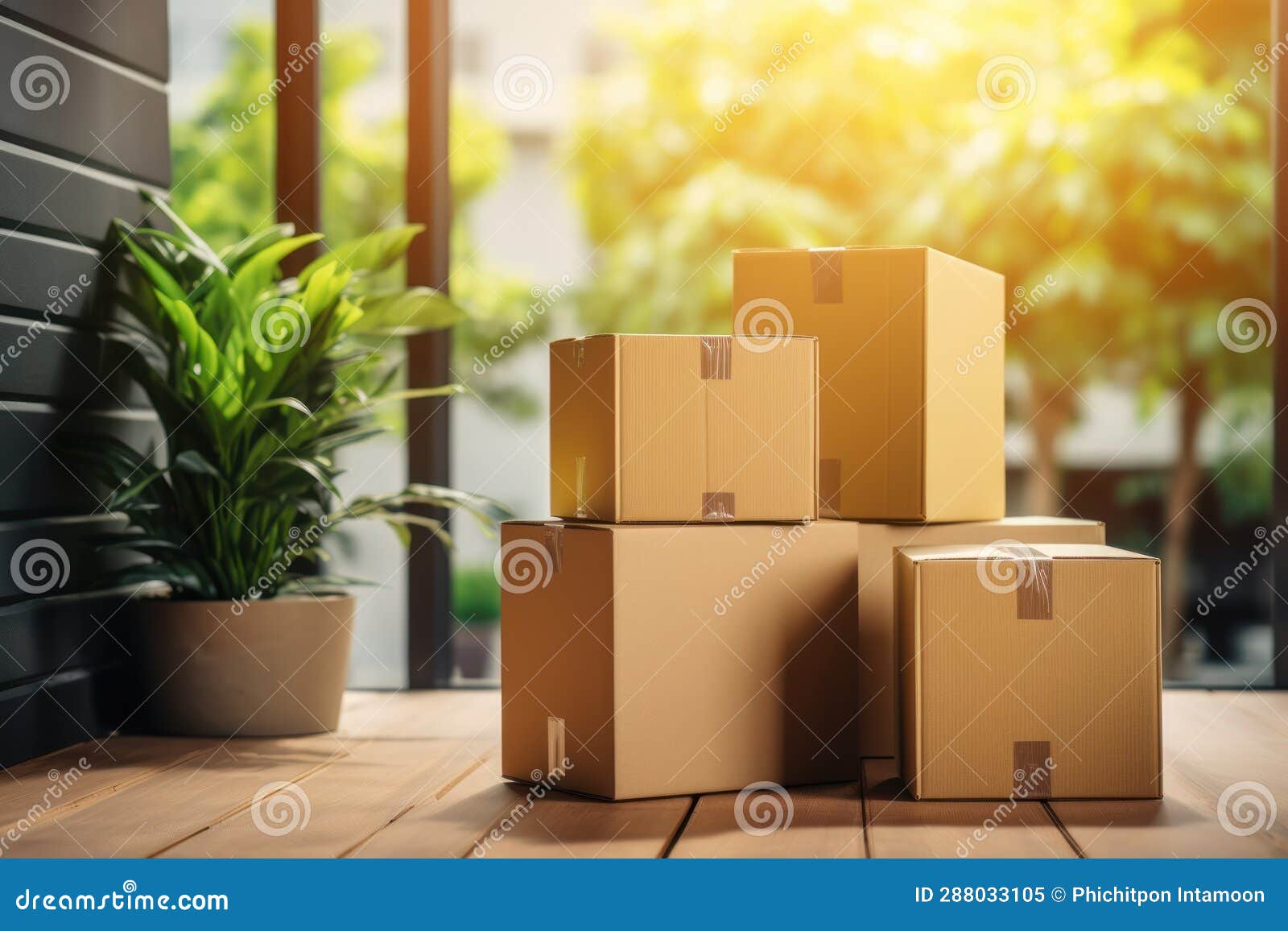Empty Boxes Being Transferred To a New House - Generative AI Stock ...