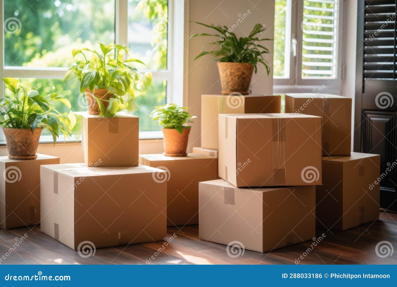 Empty Boxes Being Transferred To a New House - Generative AI Stock ...