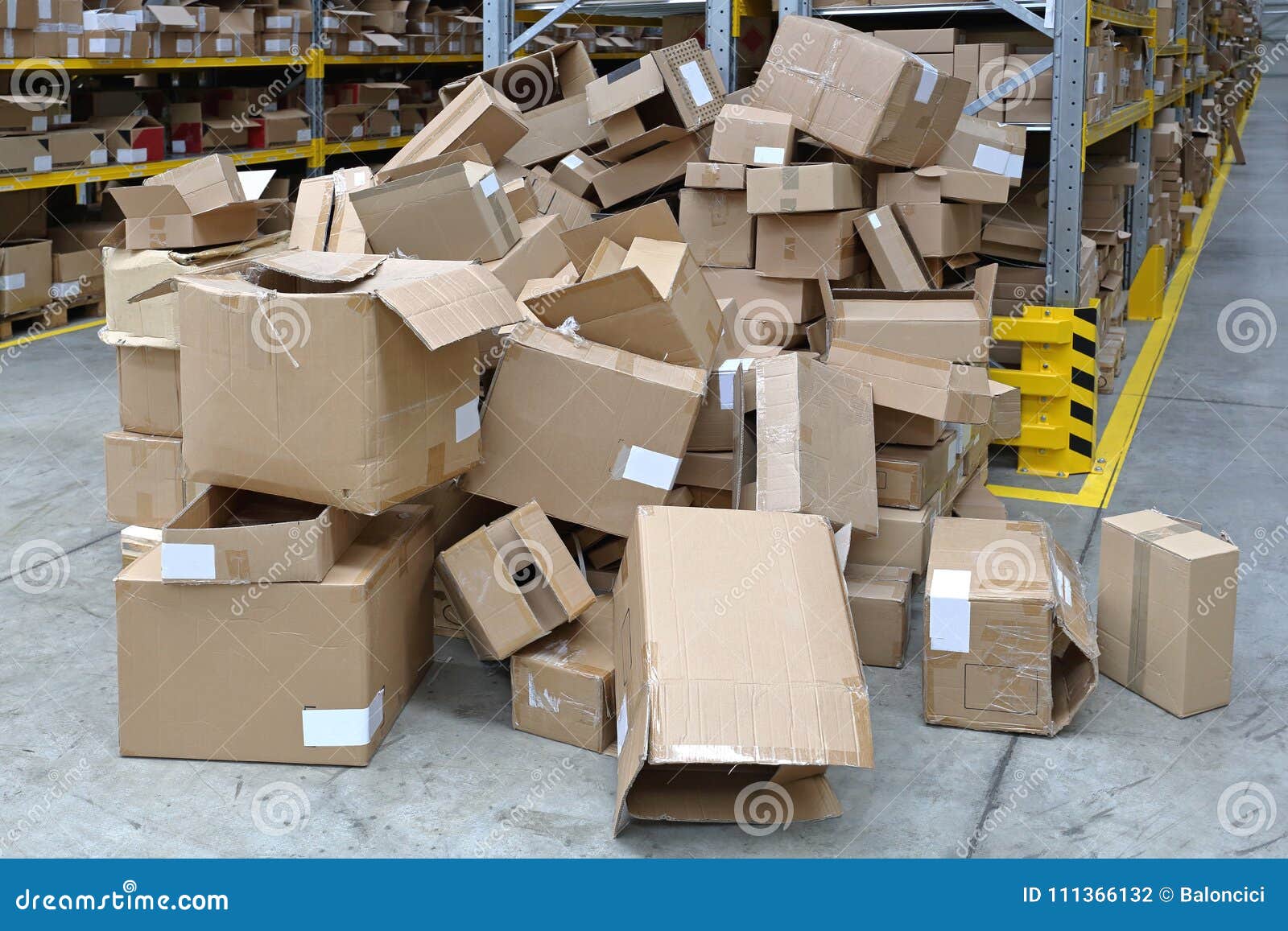 Set Of Empty Boxes At The Supermarket. Paper Empty Boxes. Stock Photo ...