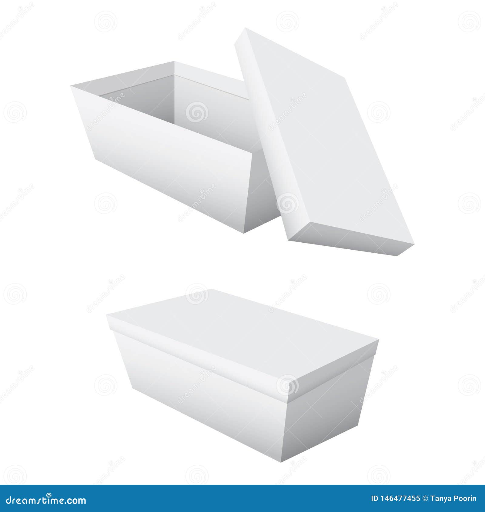 Empty Boxes and Lids Separated on a White Background Stock Vector ...