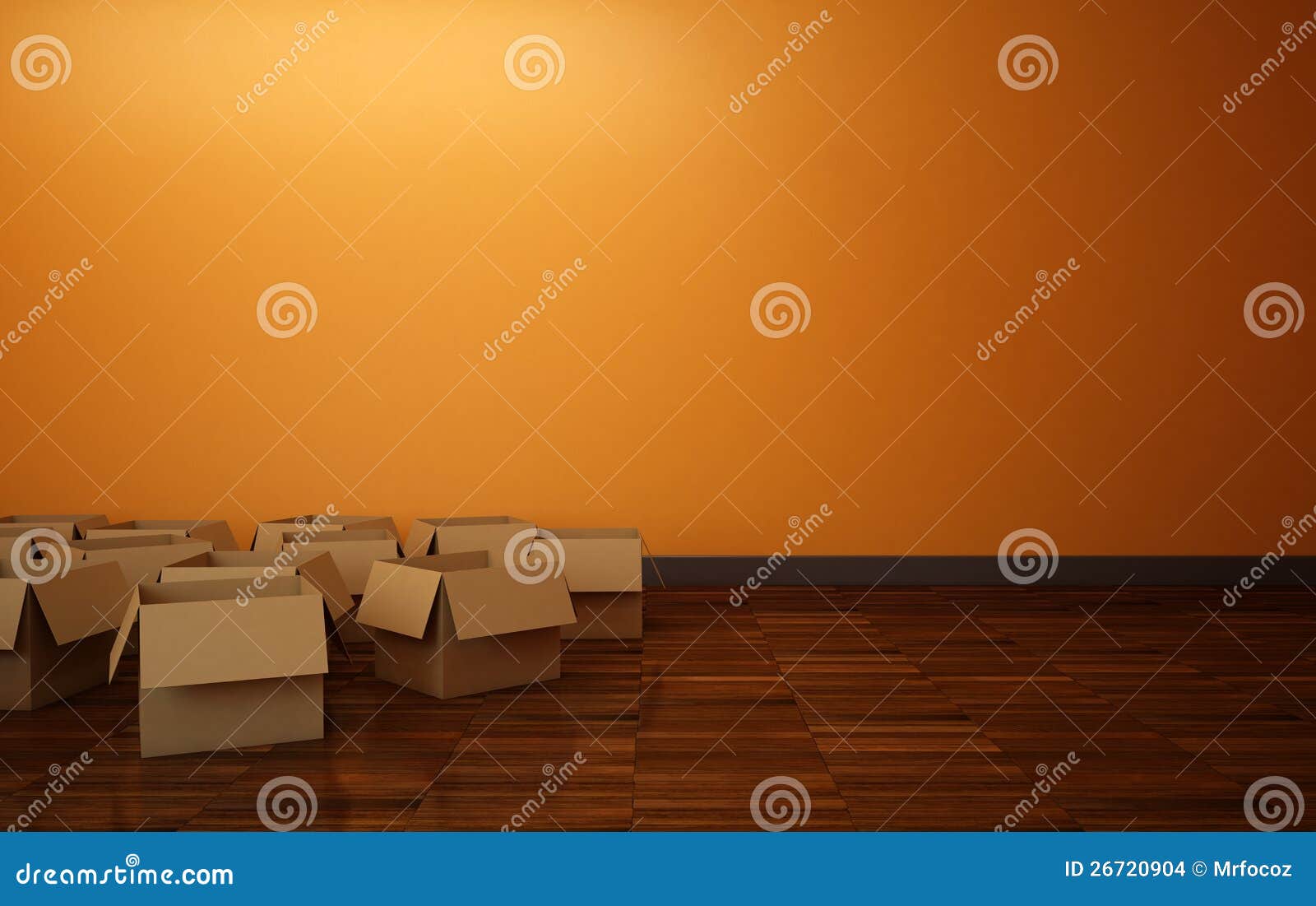 Empty Boxes in the Room stock illustration. Illustration of parquet ...