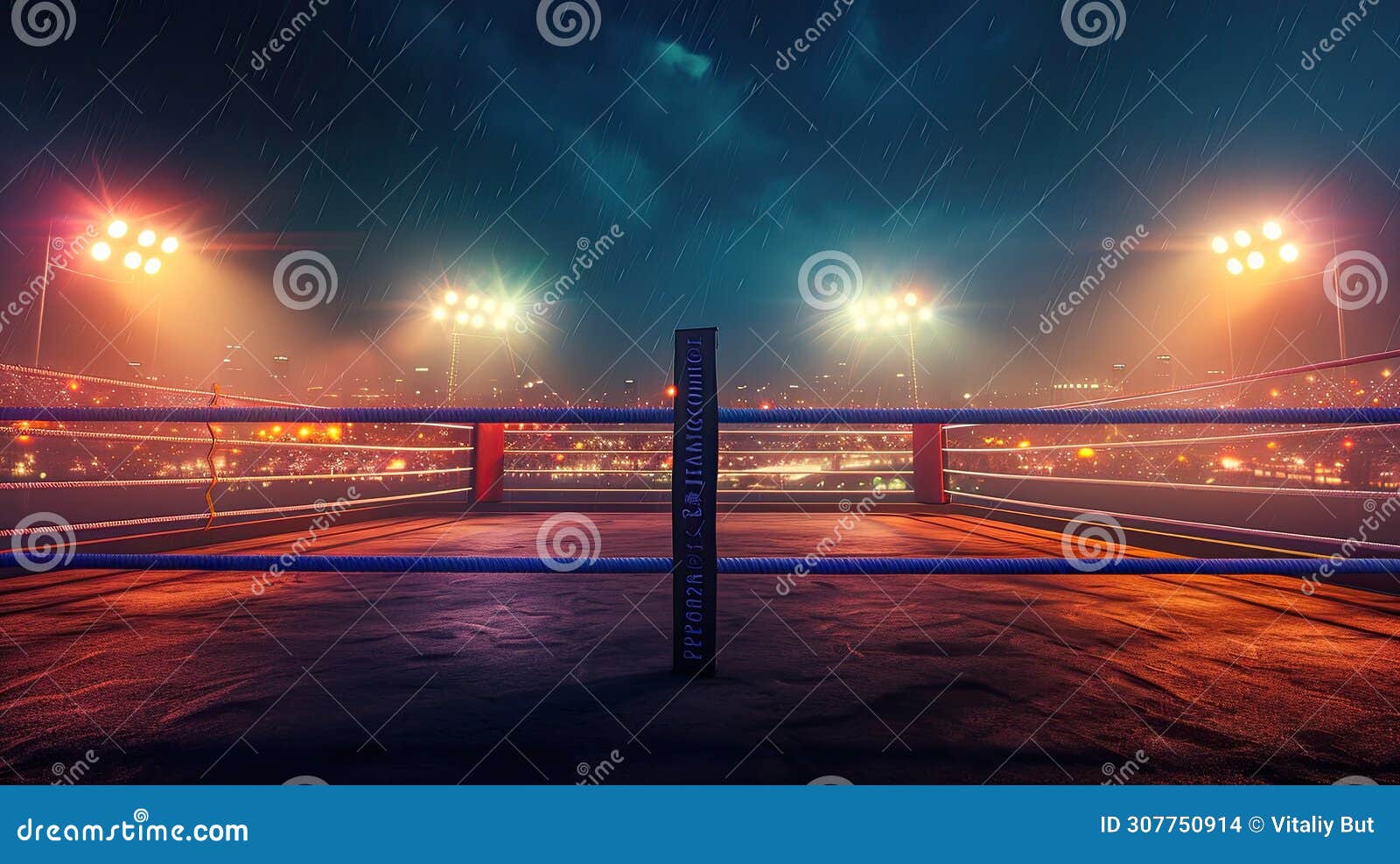 Empty Boxing Ring with Background Lights. Generative AI. Stock Photo ...