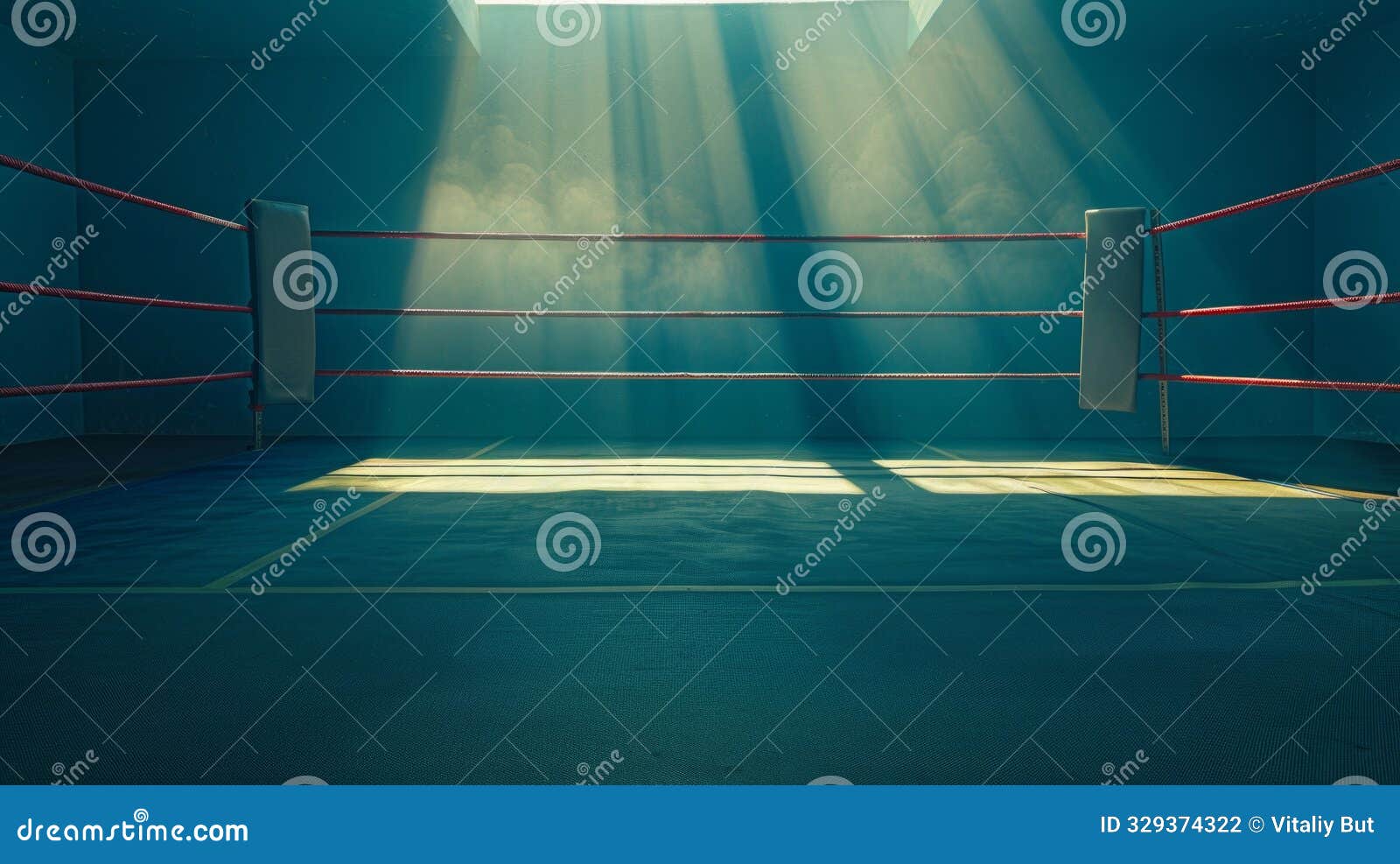 Empty Boxing Ring, Bathed in Dramatic Spotlights, Stands Ready for the ...