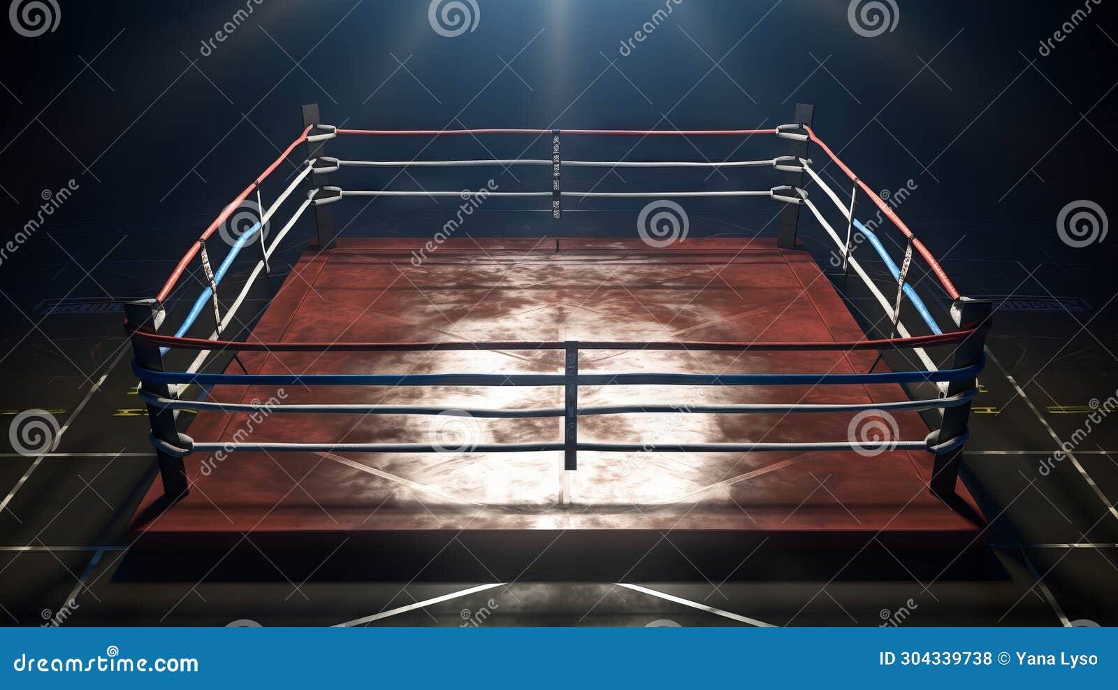 Empty Boxing Ring with Bright Lights from Above. Concept of Sports ...