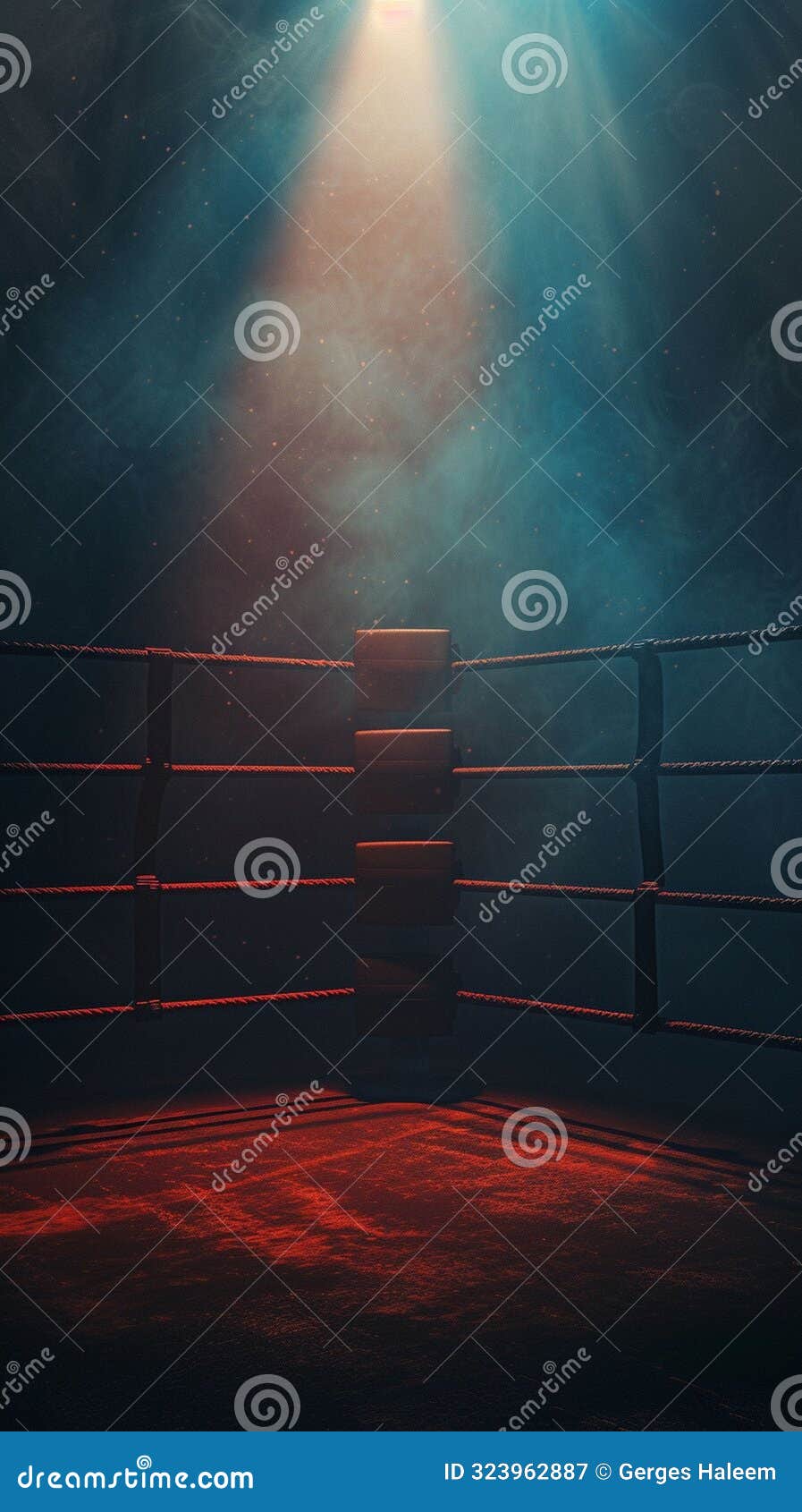 Empty Boxing Ring Corner Illuminated By Spotlight Royalty-Free Stock ...