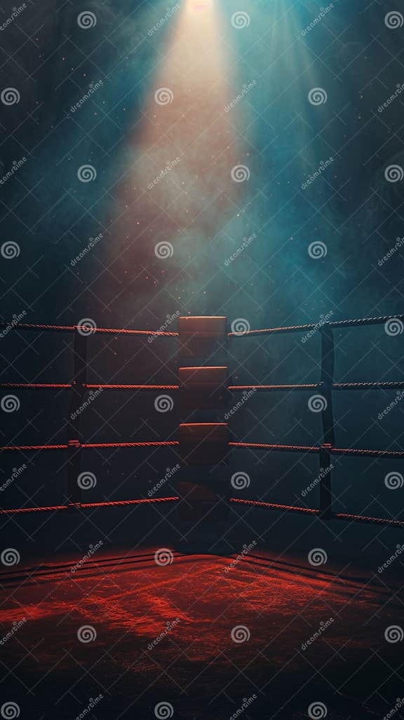 Empty Boxing Ring Corner Illuminated by Spotlight Stock Illustration ...