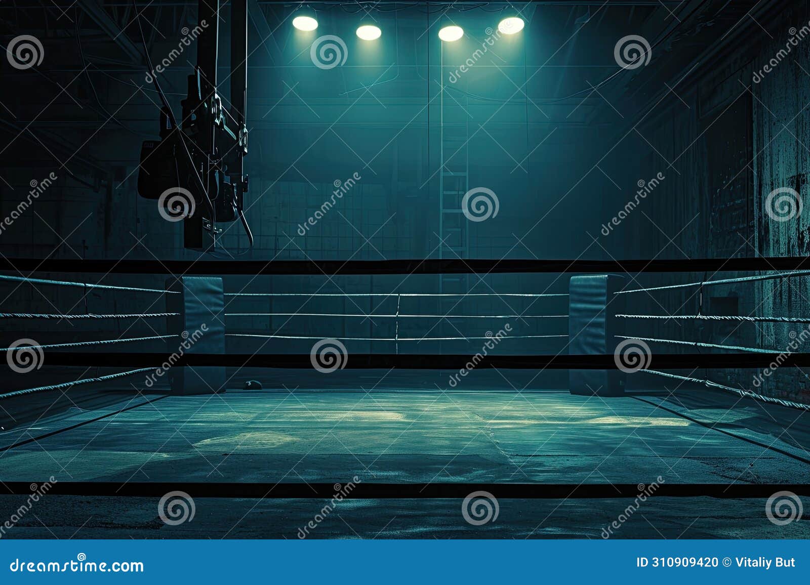 Empty Boxing Ring with Background Lights. Generative AI. Stock Photo ...