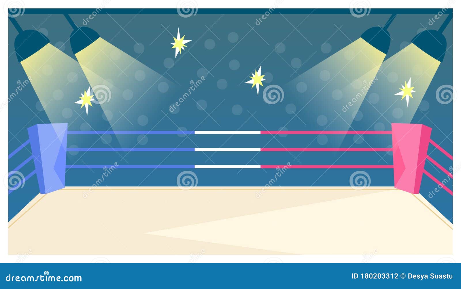 Empty Boxing Ring with Lighting and Stage Stock Illustration ...