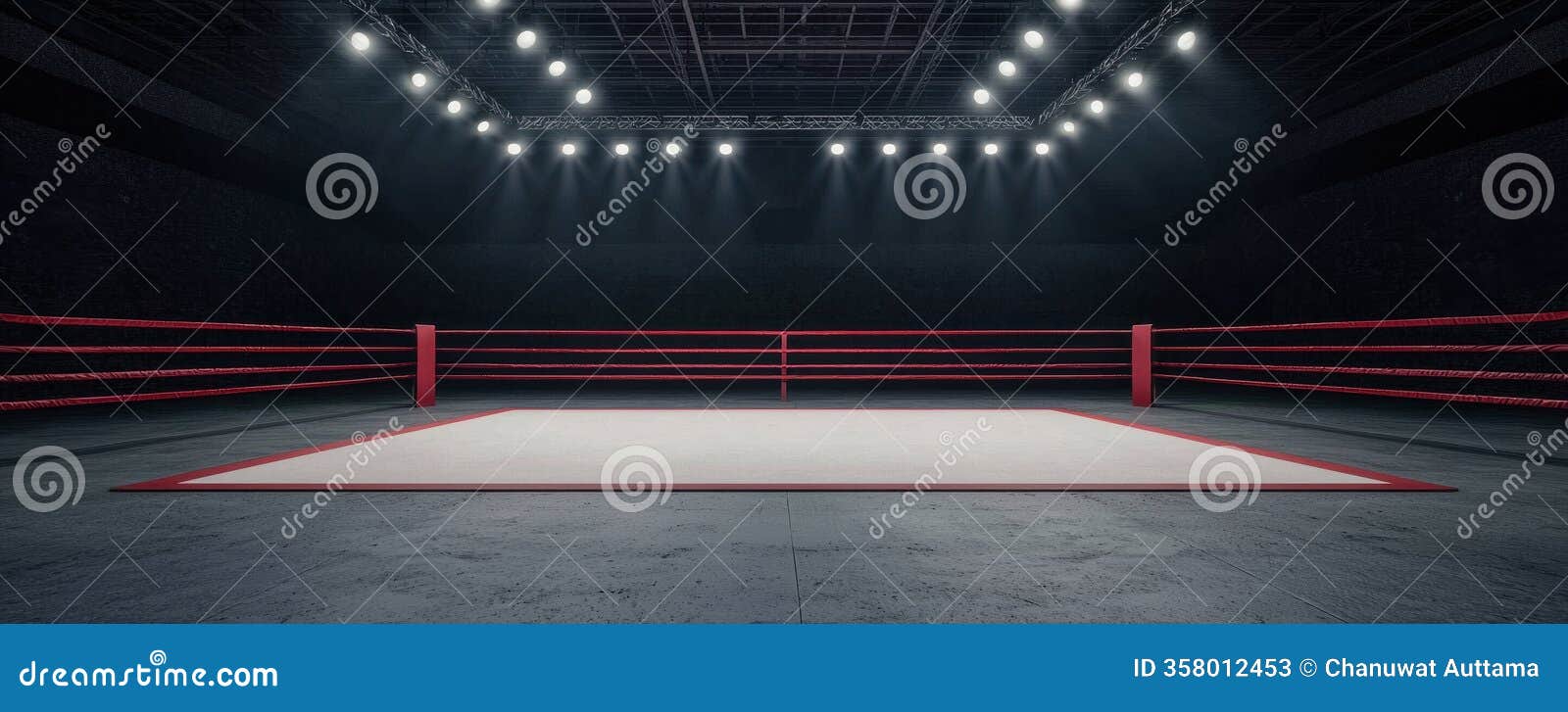 Empty Boxing Ring Night Stadium Combat Sports Arena 3D Render Stock ...