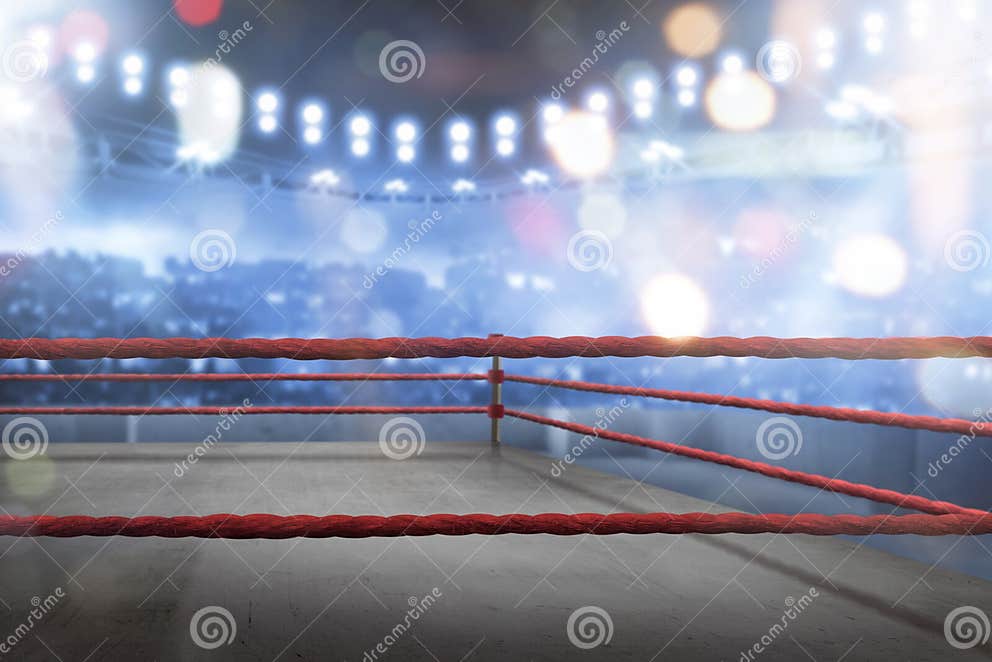 Empty Boxing Ring with Red Ropes for Match Stock Image - Image of ...