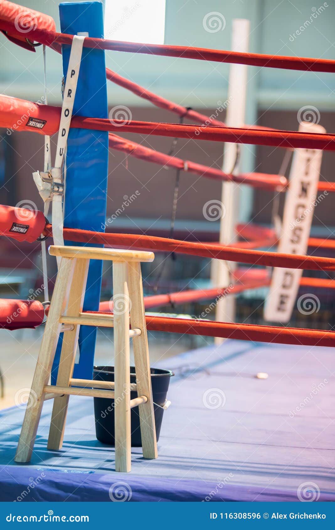 Empty Boxing Ring with Red Ropes for Match Stock Photo - Image of ...