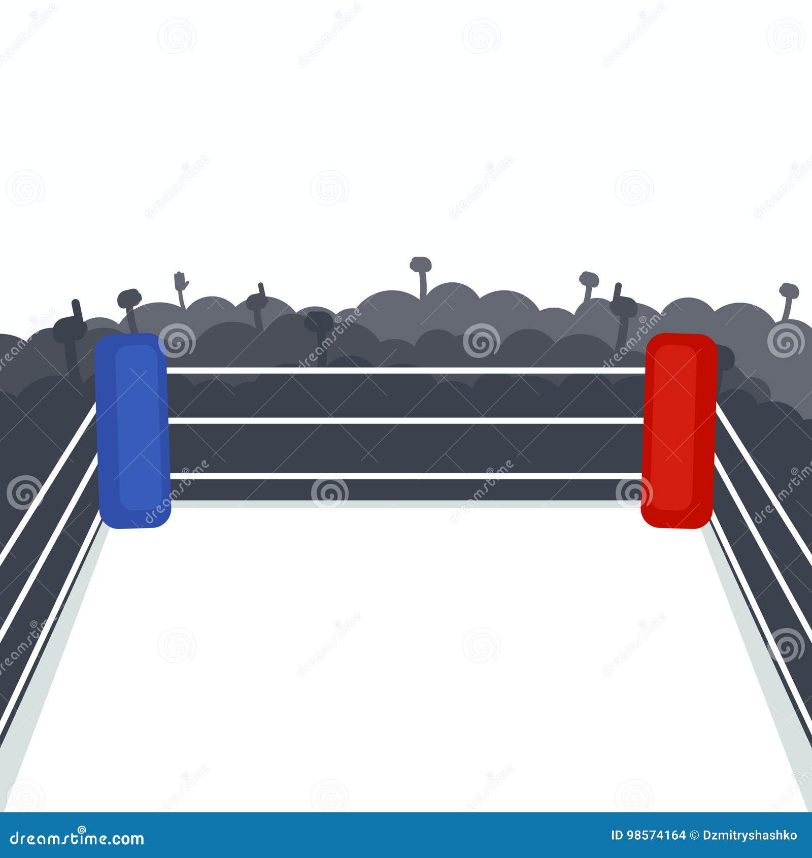 Empty Boxing Ring With Crowd