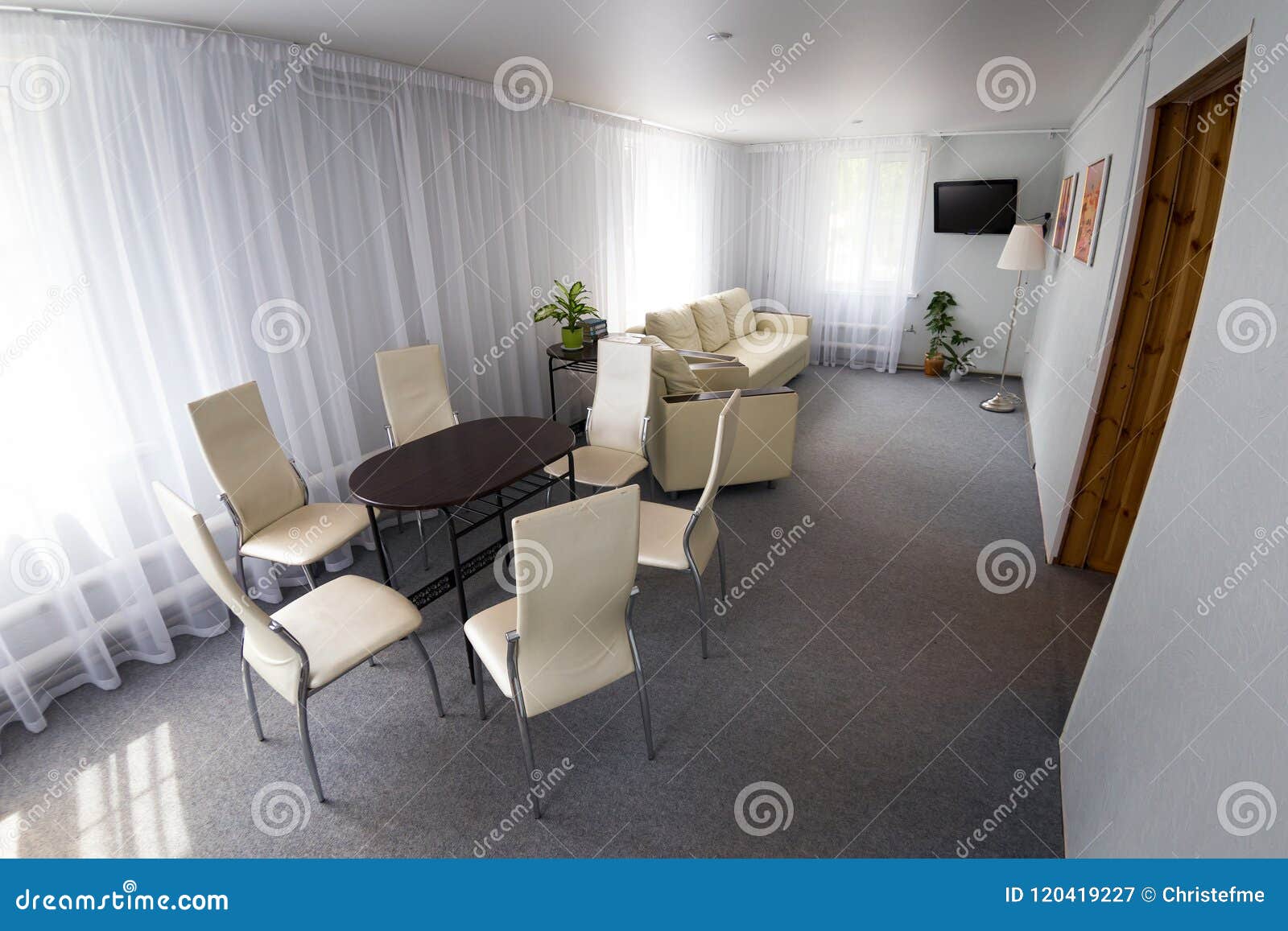 Empty Break Room in the Office Stock Image - Image of kitchen, modern ...