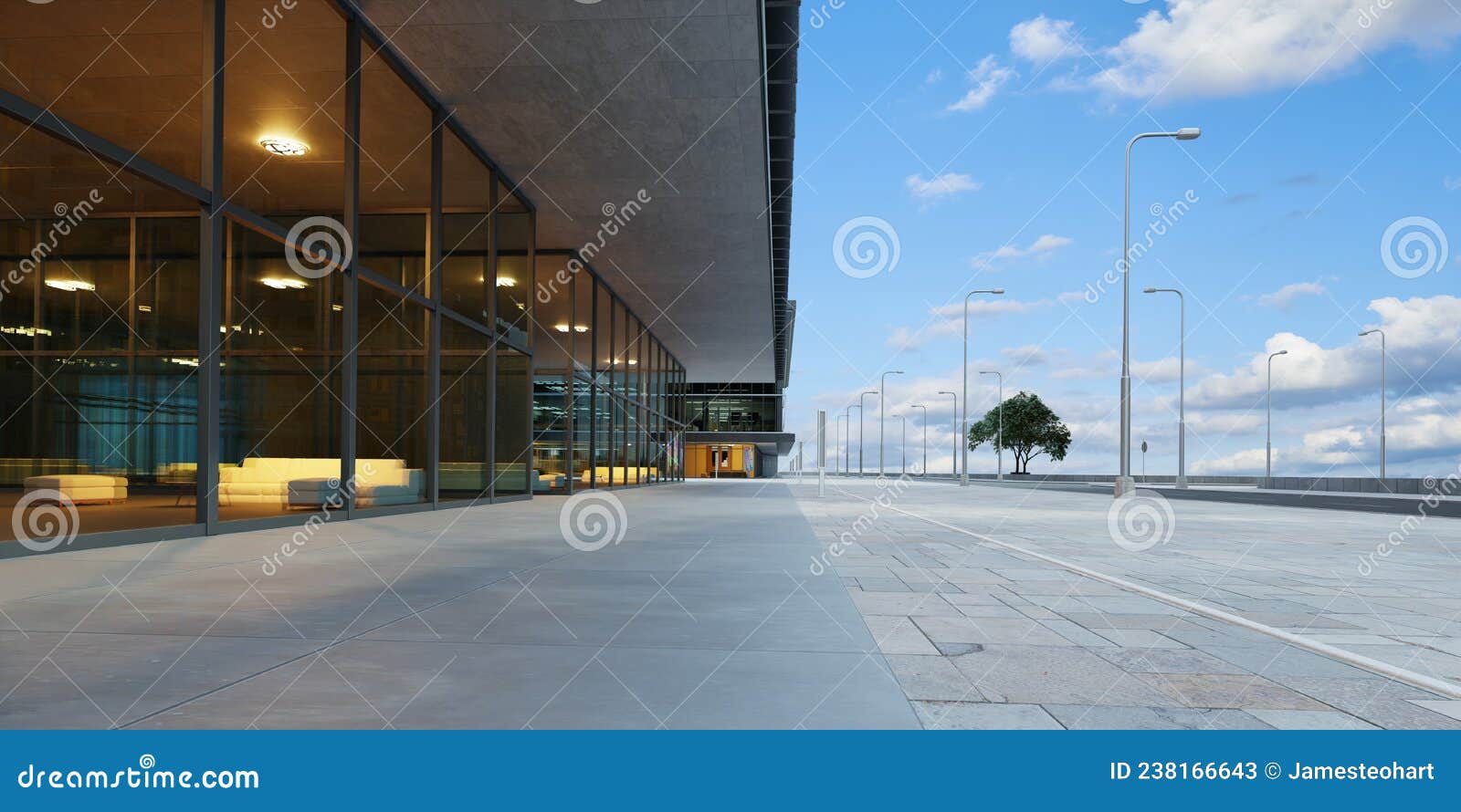 Empty Brick Floor with Glass Office Commercial Building Stock ...