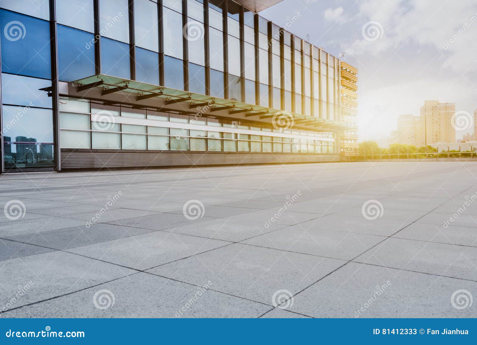 Modern Building Exterior In Frontal View With Horizontal Blinds Royalty ...