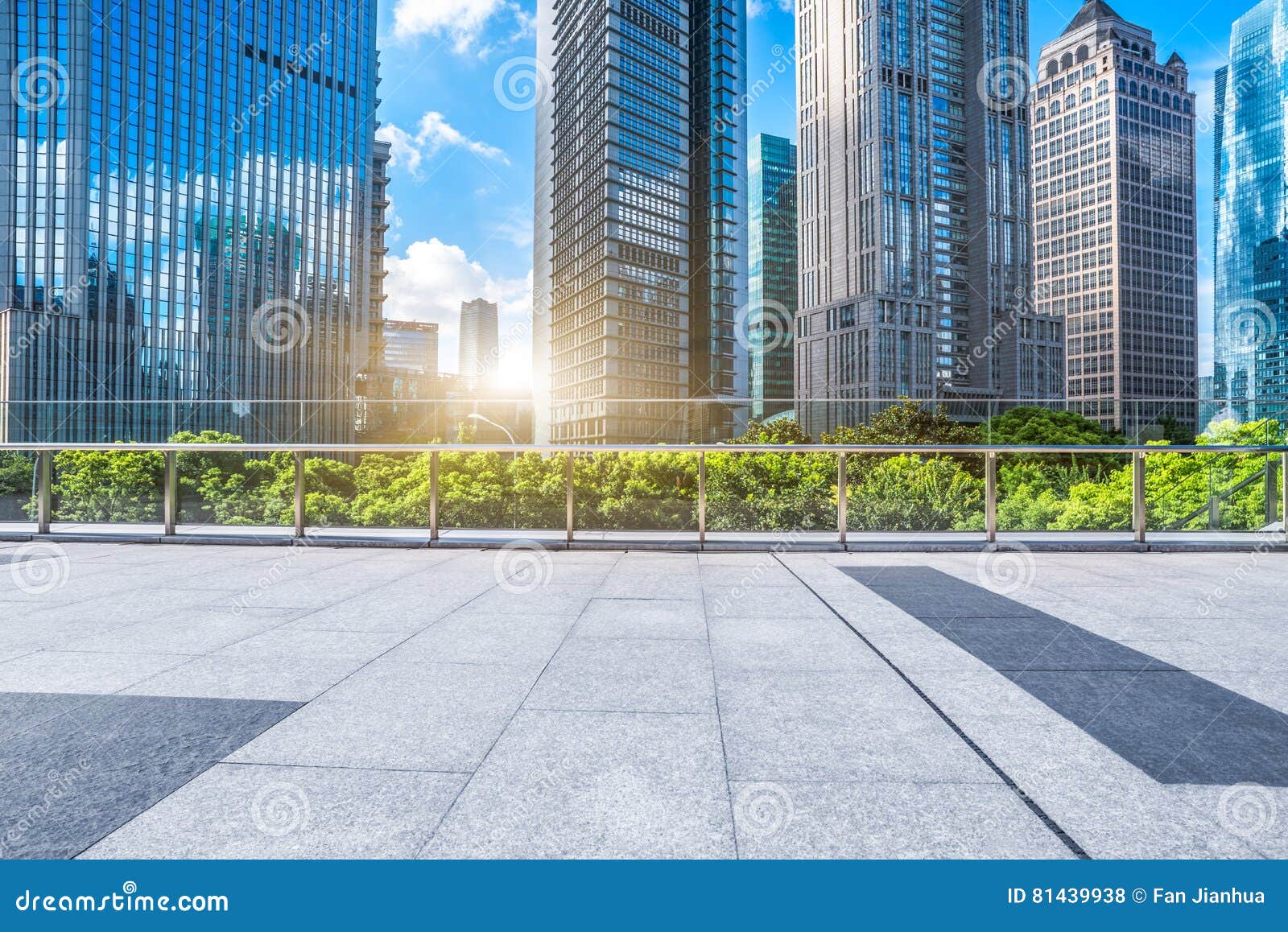 Empty Brick Floor with Modern Building in Background Stock Photo ...