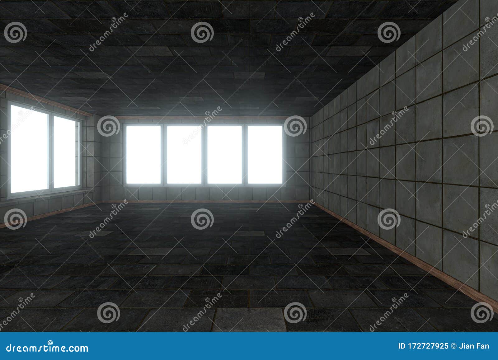 Empty Brick House with Dark Background,3d Rendering Stock Illustration ...