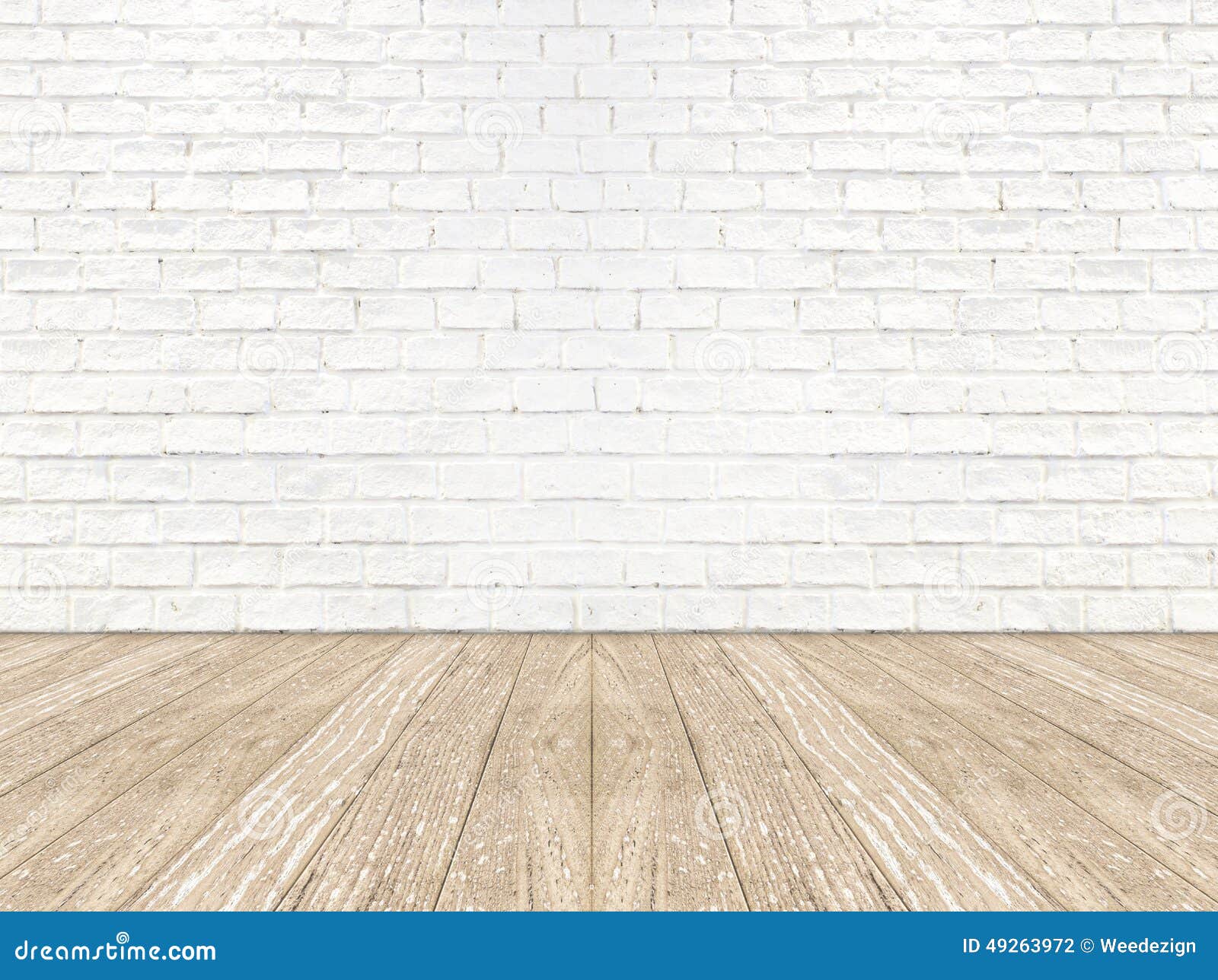 Empty Brick Room Wall and Wood Plank Floor Stock Photo - Image of clean ...