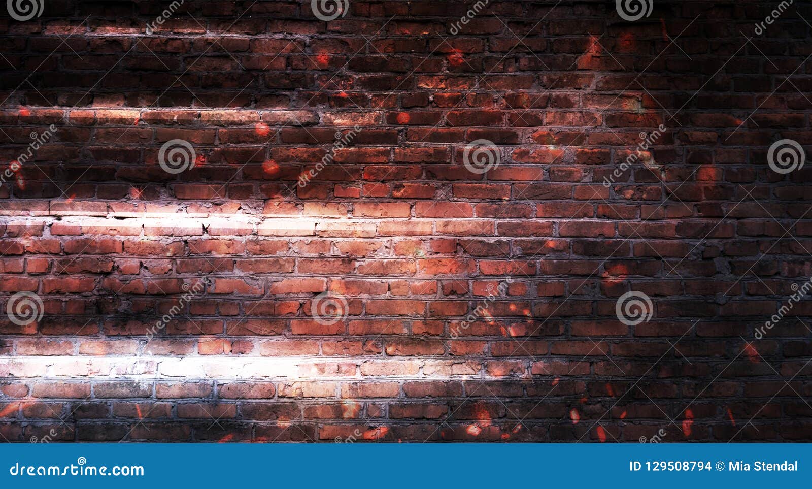 Empty Brick Wall Background, Night View, Neon Light, Rays. Stock Photo ...