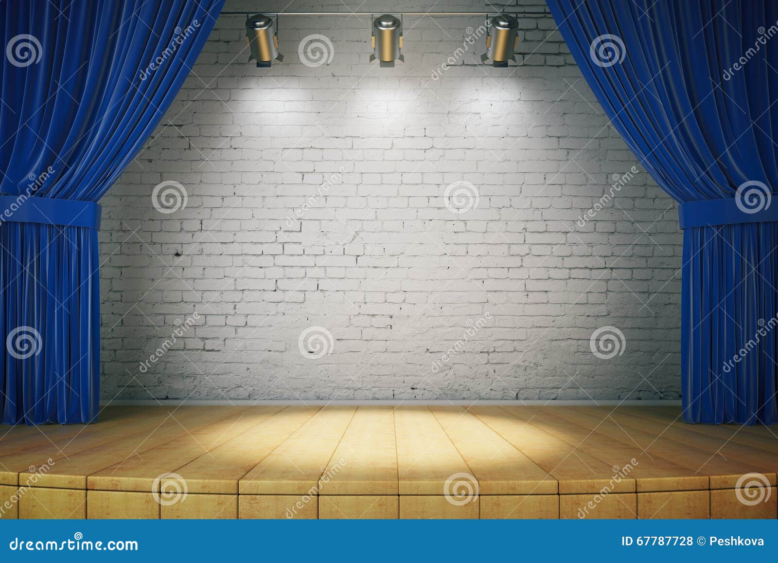 Empty brick wall stage stock illustration. Illustration of audience ...