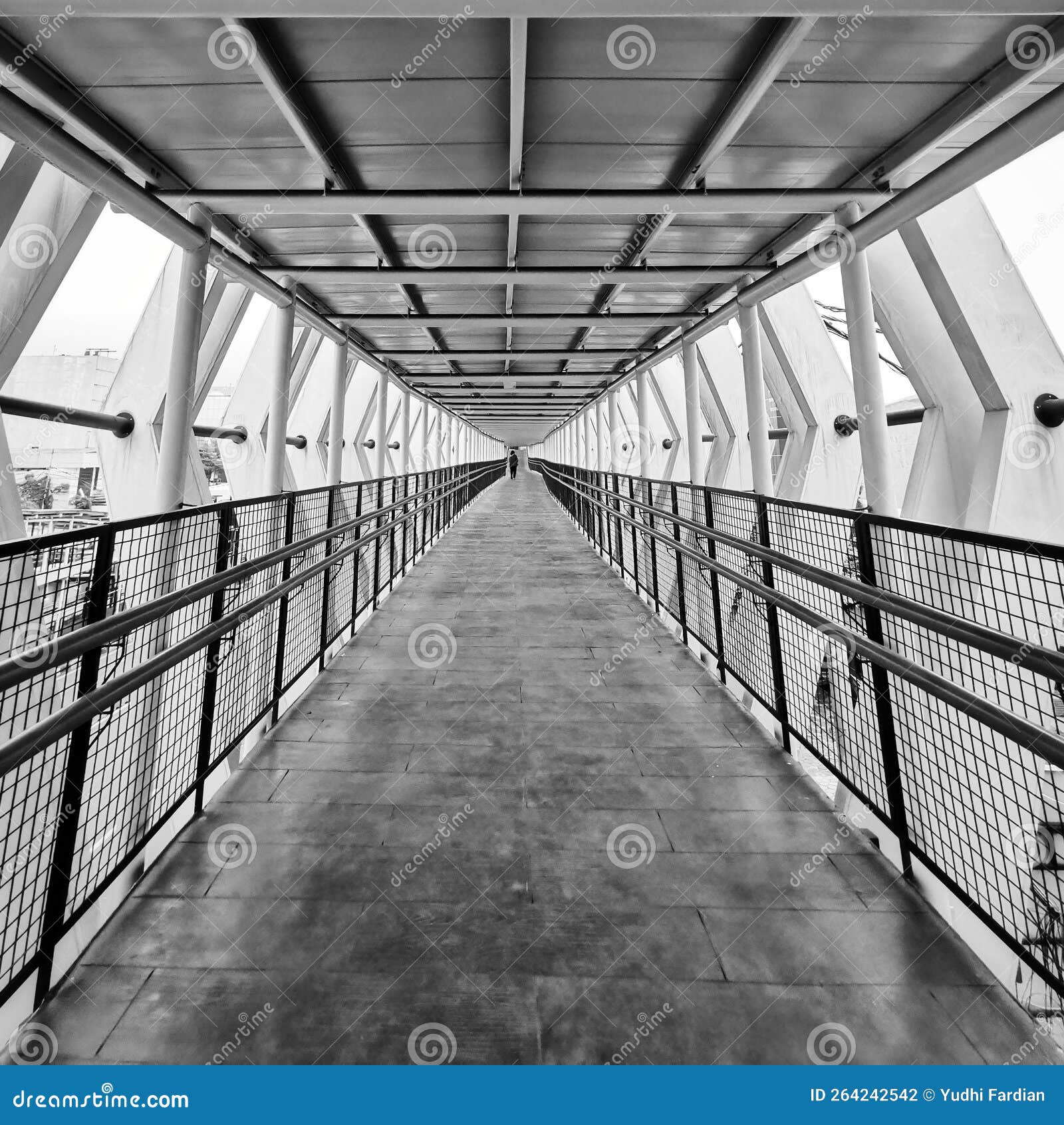 Empty Bridge in Black and White Stock Photo - Image of building ...