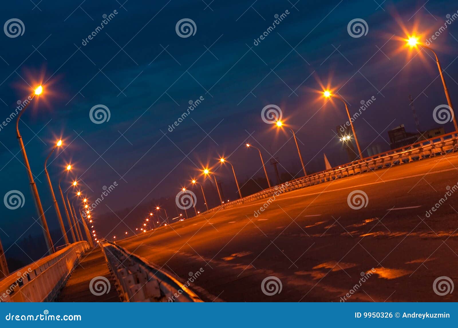 Empty bridge in the night stock photo. Image of sidewalk - 9950326