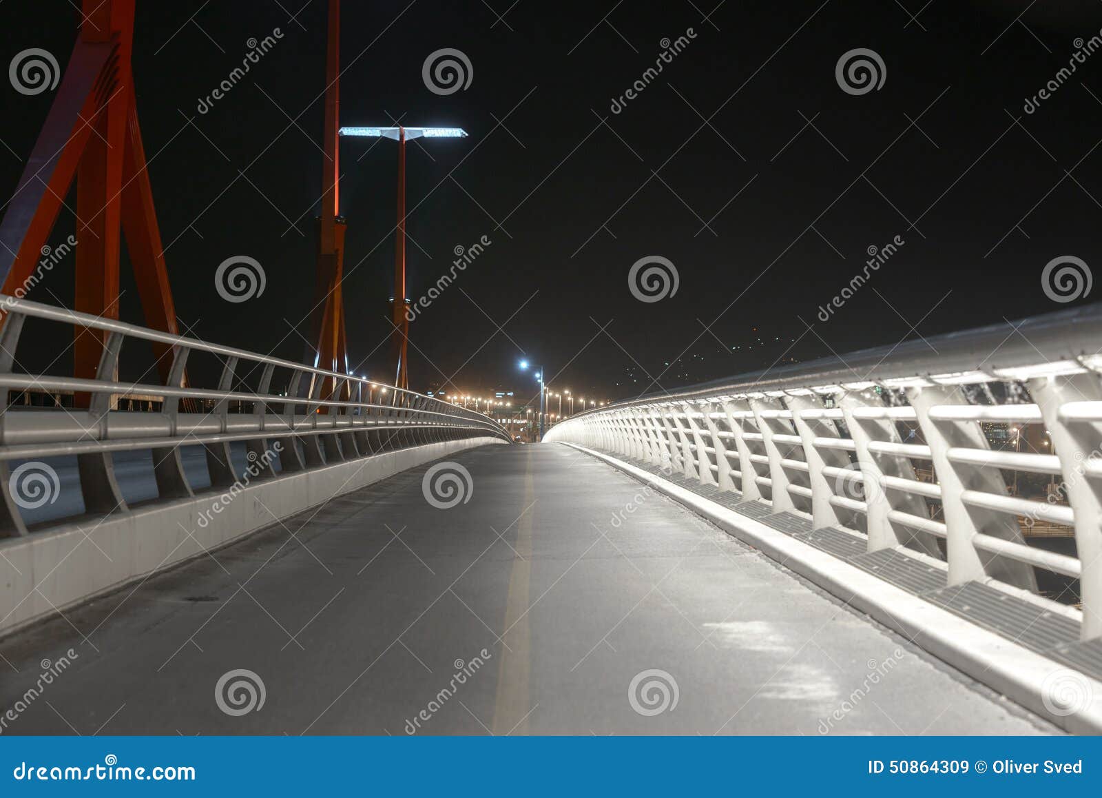 Empty bridge at night stock image. Image of auto, color - 50864309