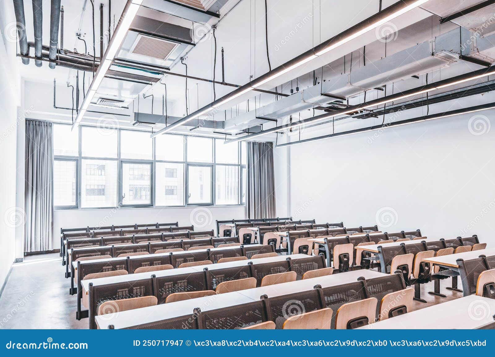 An Empty and Bright Classroom Stock Image - Image of floor, auditorium ...