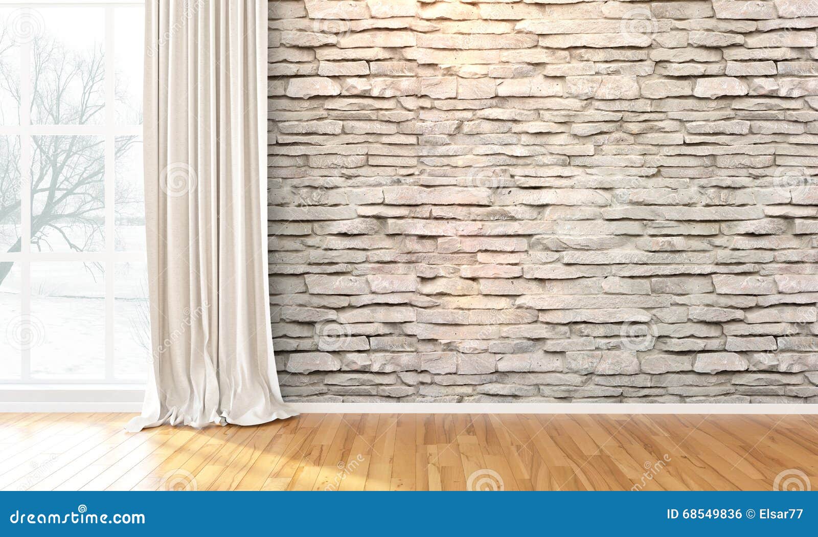 Empty Bright Interior . 3D Render Stock Illustration - Illustration of ...