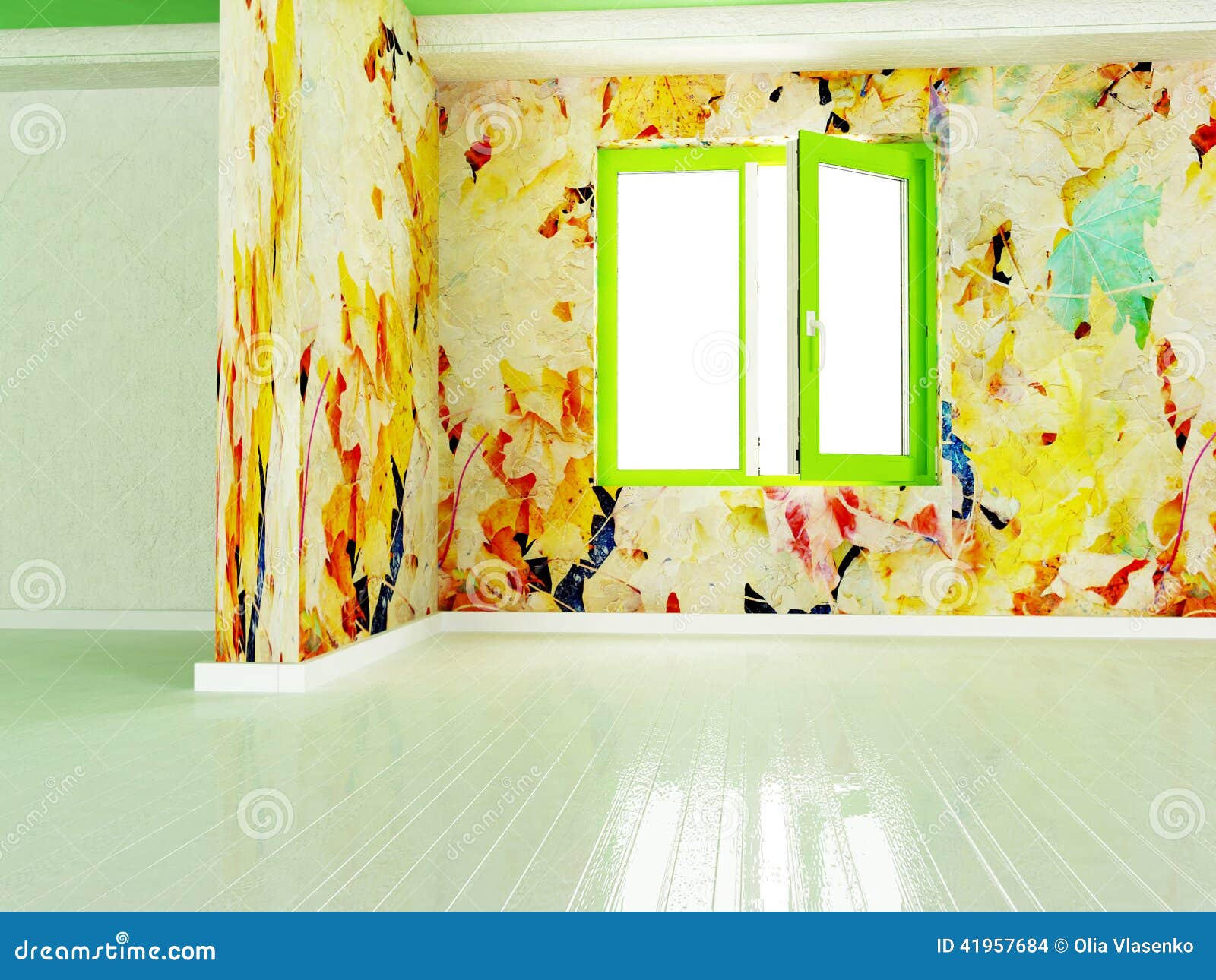 Empty Bright Room with the Window Stock Illustration - Illustration of ...