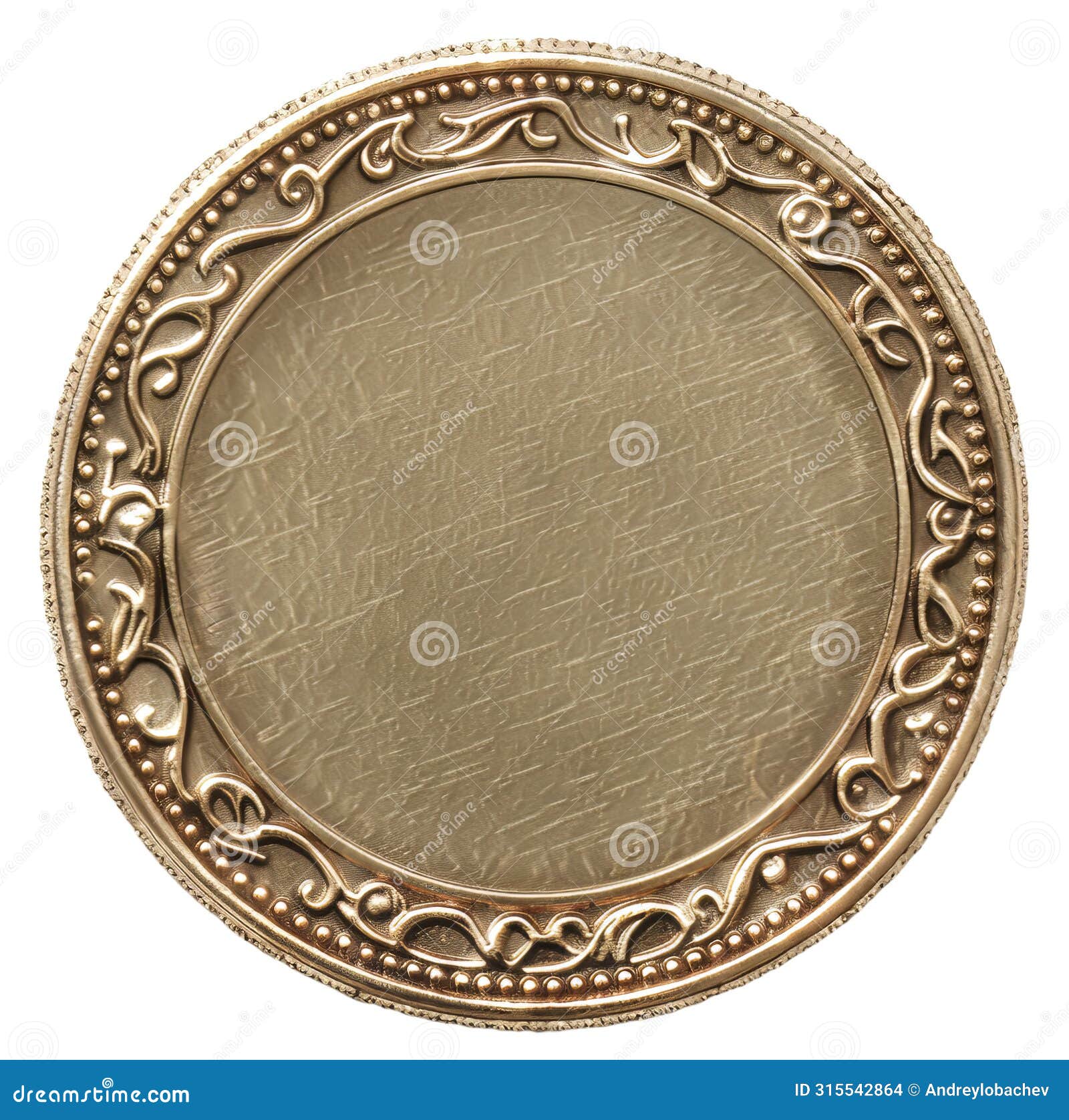 Empty Bronze Coin Isolated on a White Background. Stock Photo - Image ...