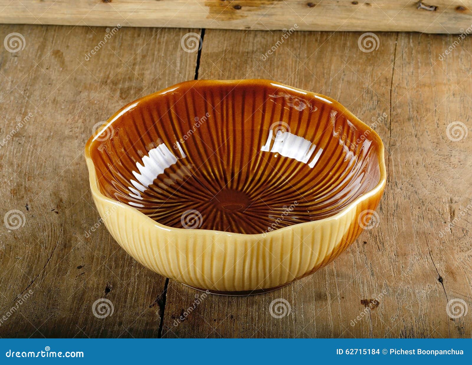 Empty Brown Bowl on the Wooden Background Stock Photo - Image of ...