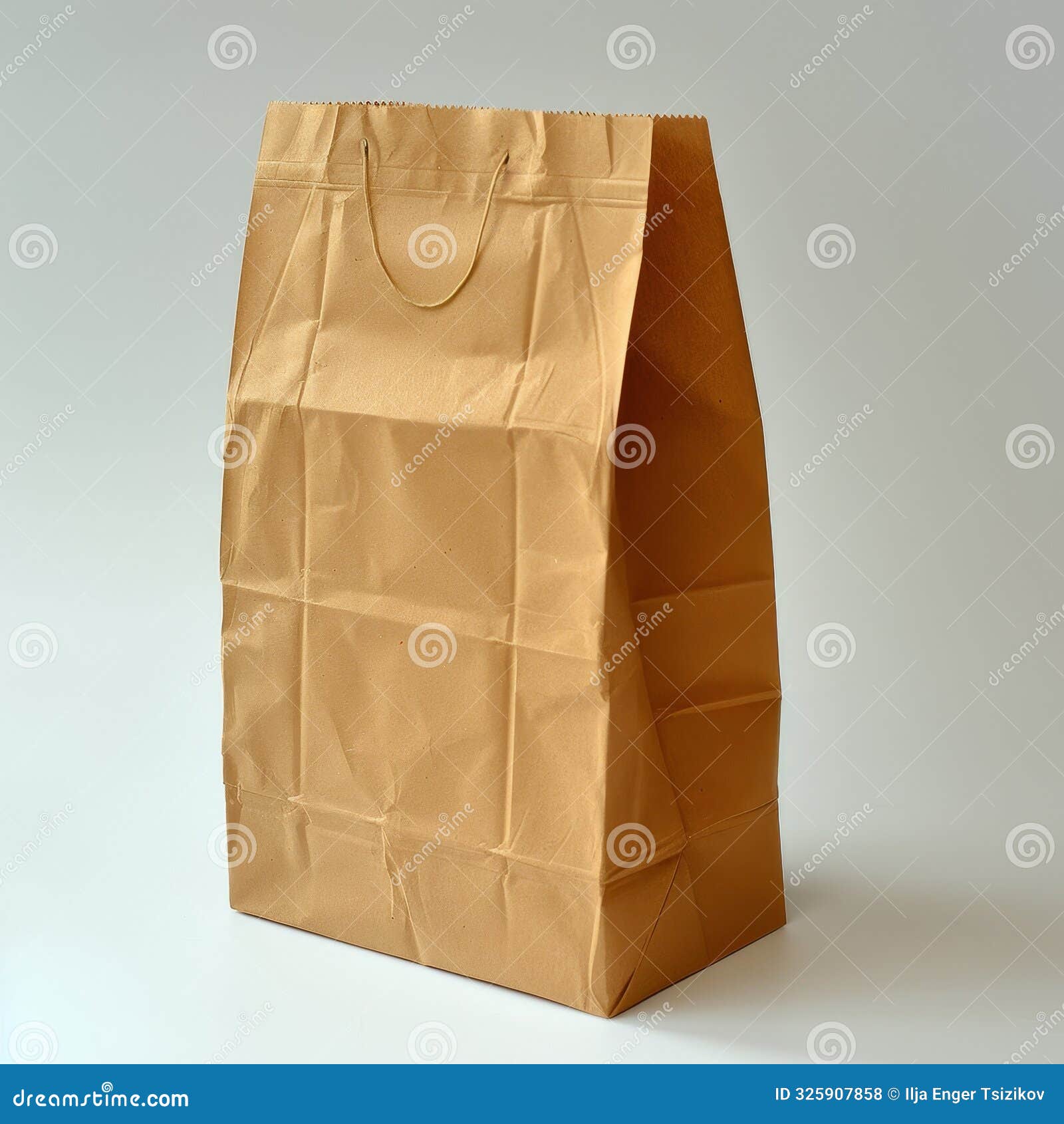 Empty Brown Craft Paper Bag on White Background Pristine Packaging in ...