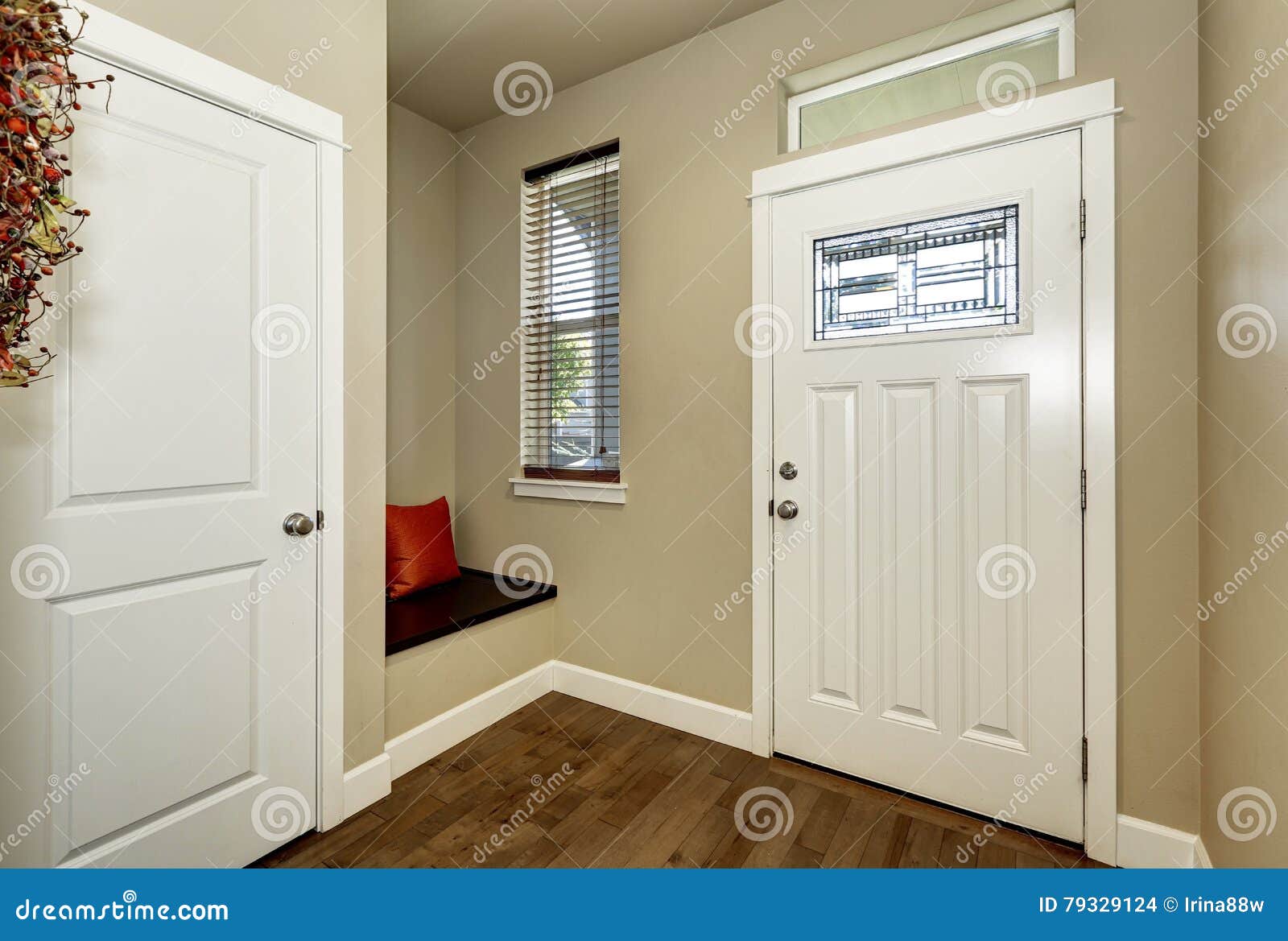 Empty Brown Entryway Interior with White Doors Stock Photo - Image of ...
