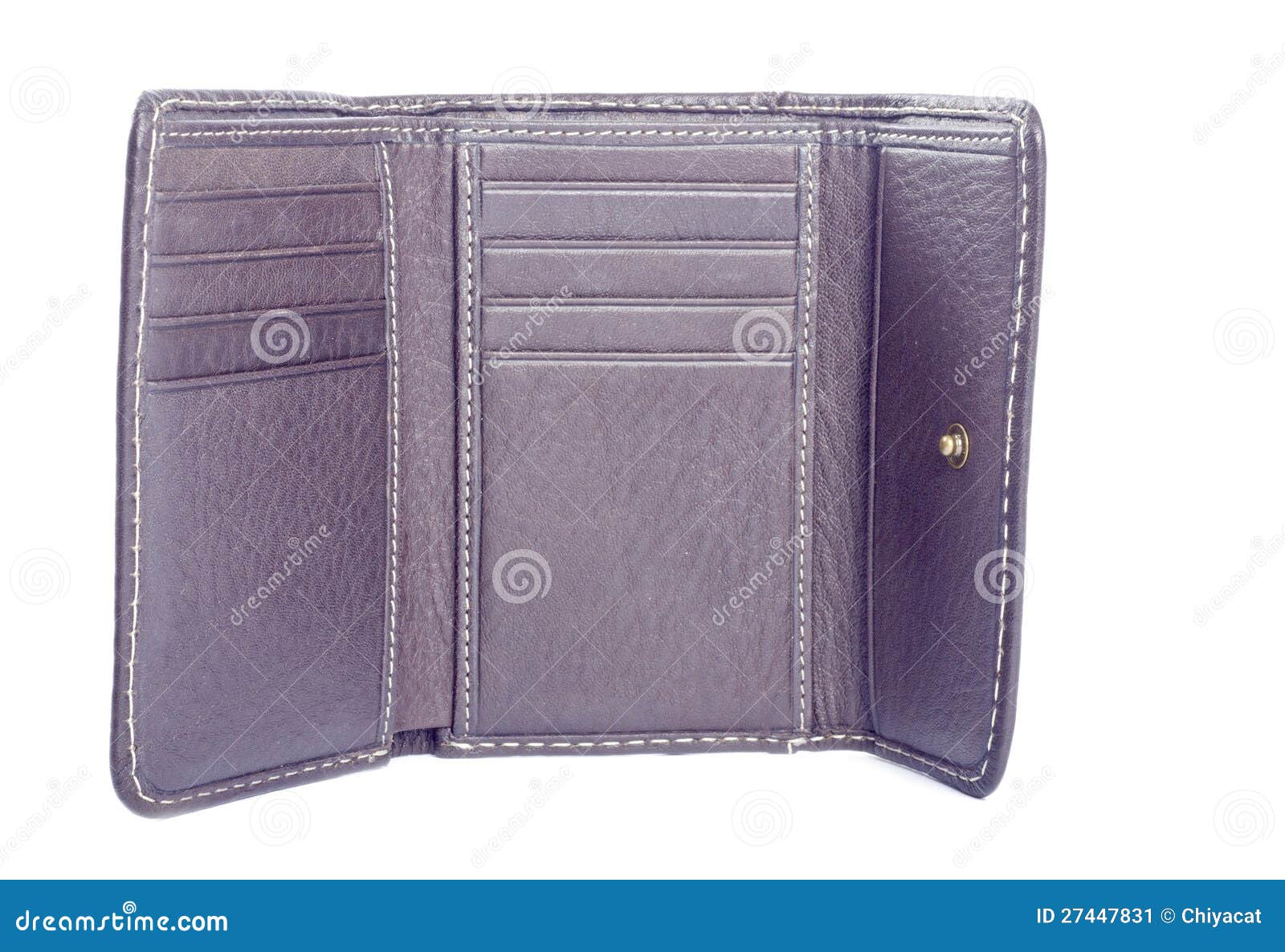 Empty Brown Leather Wallet Isolated on White Stock Image - Image of ...