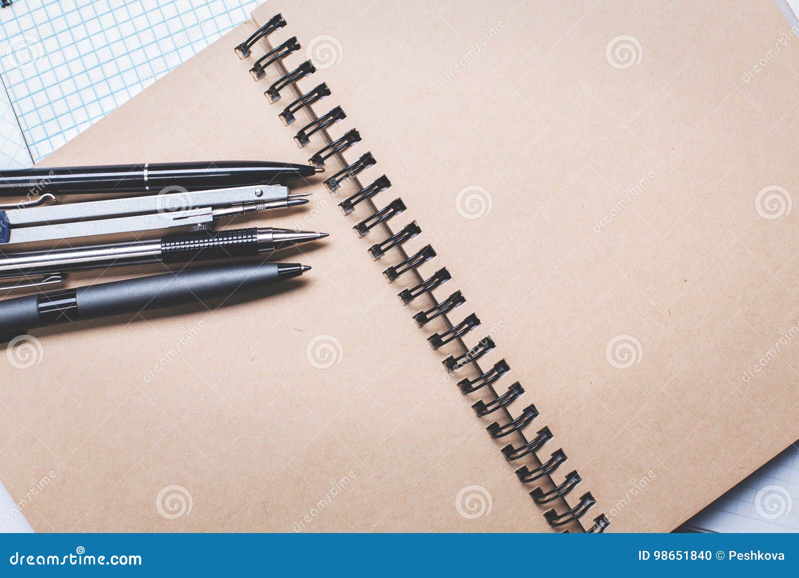 Empty brown notepad stock photo. Image of mock, desktop - 98651840