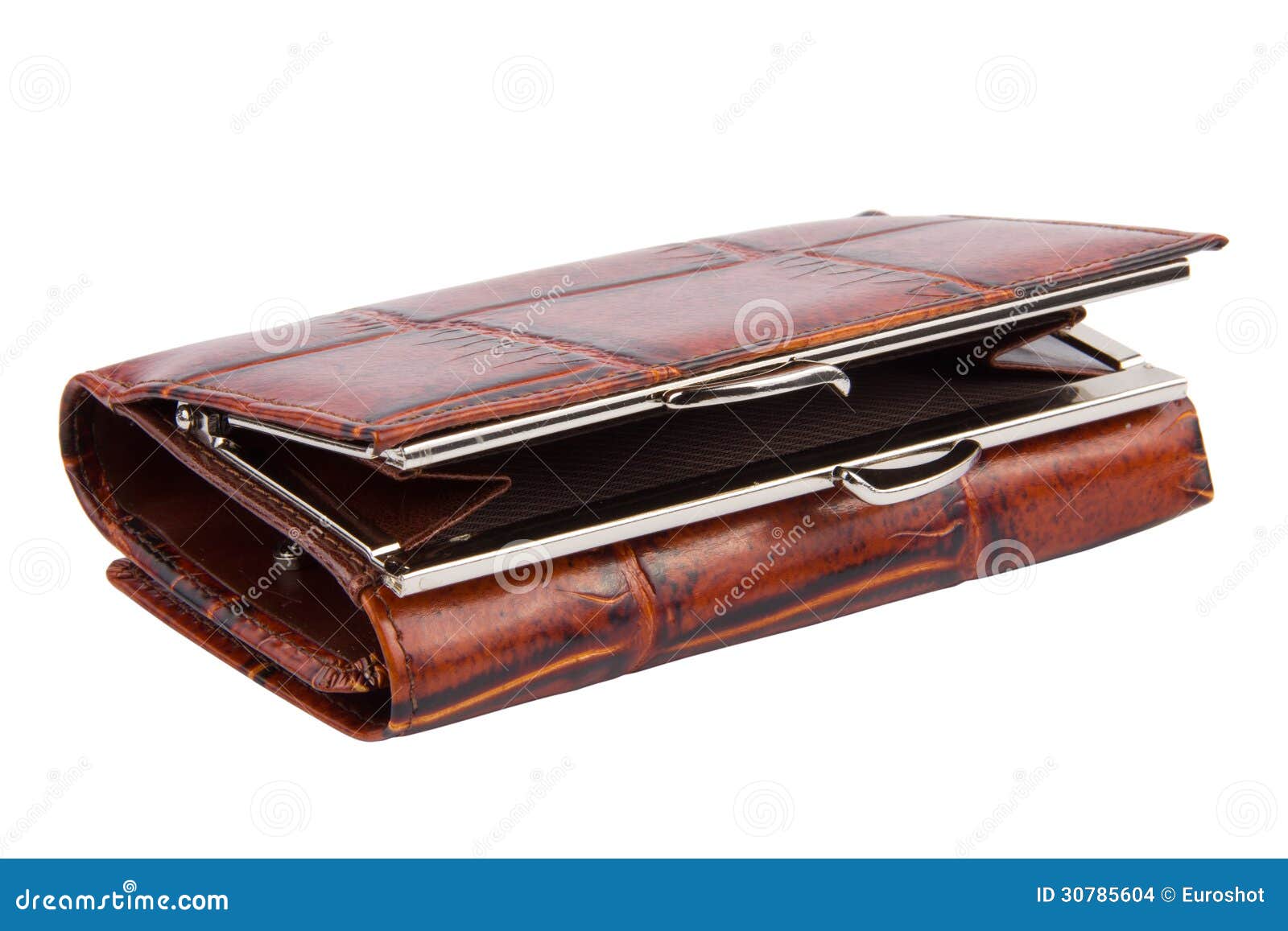 Empty Brown Purse Isolated on White Stock Photo - Image of backgrounds ...