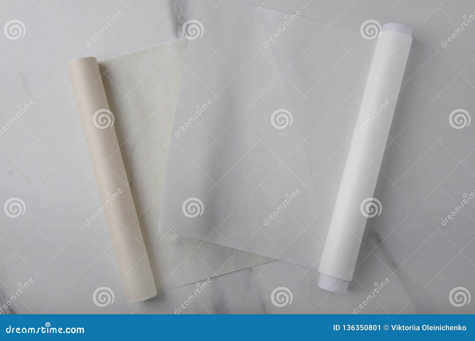 Empty Brown and White Baking Paper on the Kitchen Desk Stock Image ...