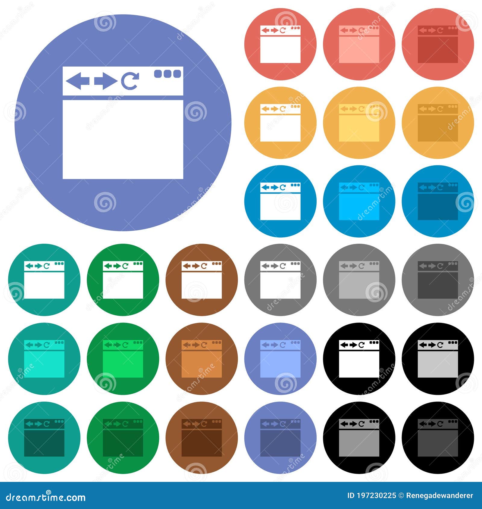 Empty Browser Window Round Flat Multi Colored Icons Stock Vector ...