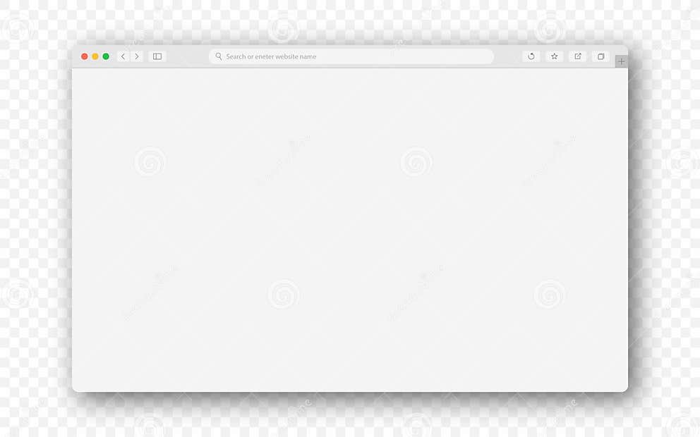 Empty Browser Window on Transparent Background. Empty Web Page Mockup with Toolbar Stock Vector ...
