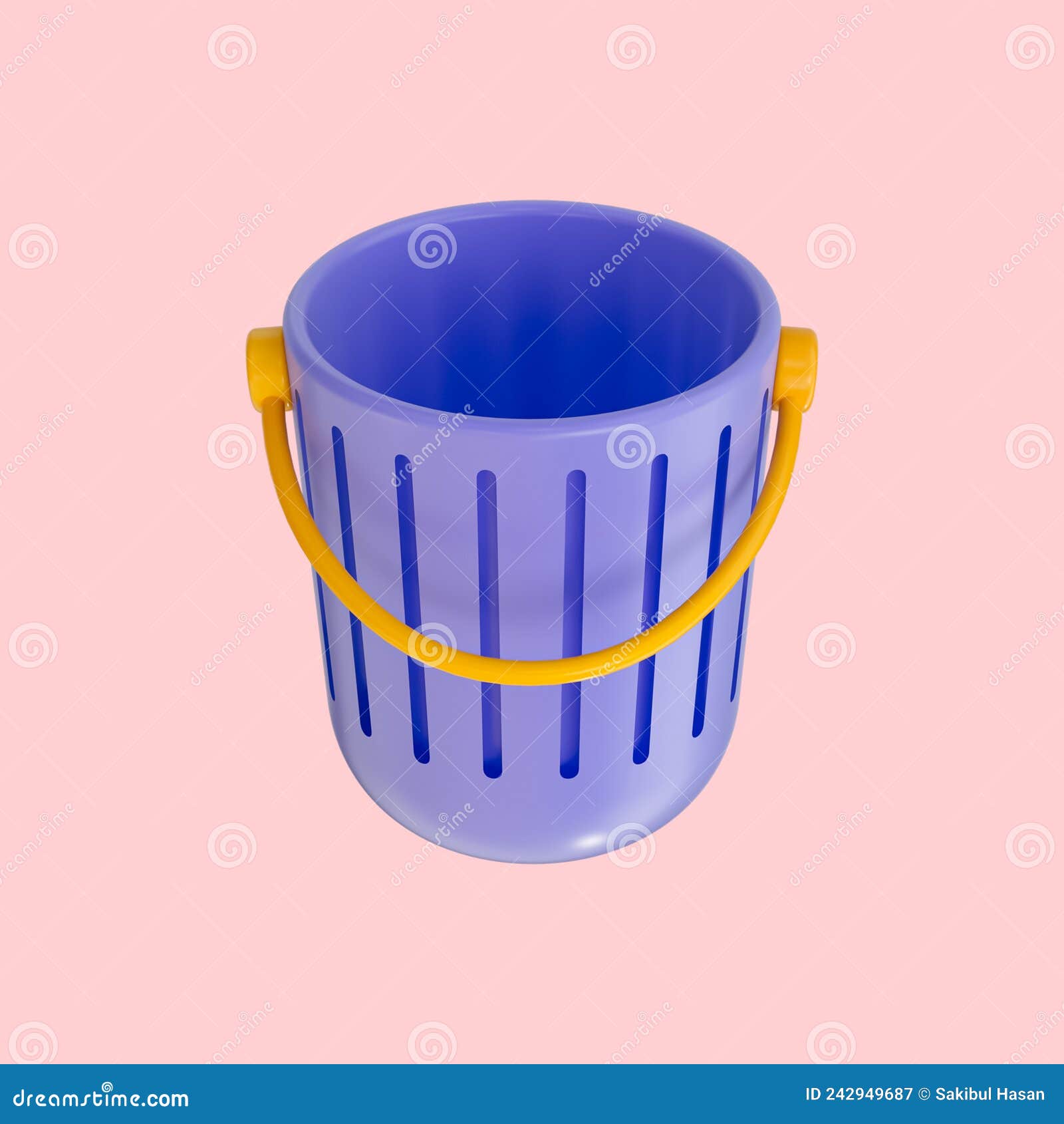 The Empty Bucket Icon 3d Render Concept for Flat Sign Mobile and Web ...