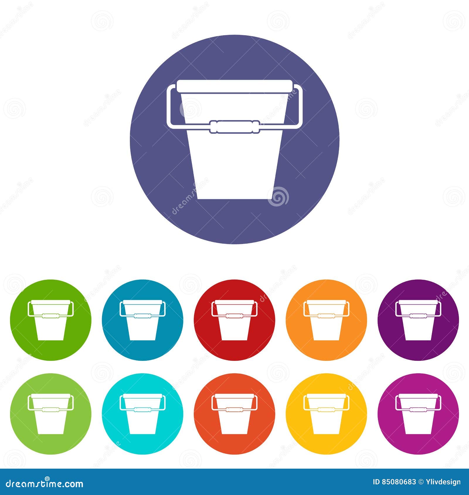 Empty bucket set icons stock vector. Illustration of equipment - 85080683