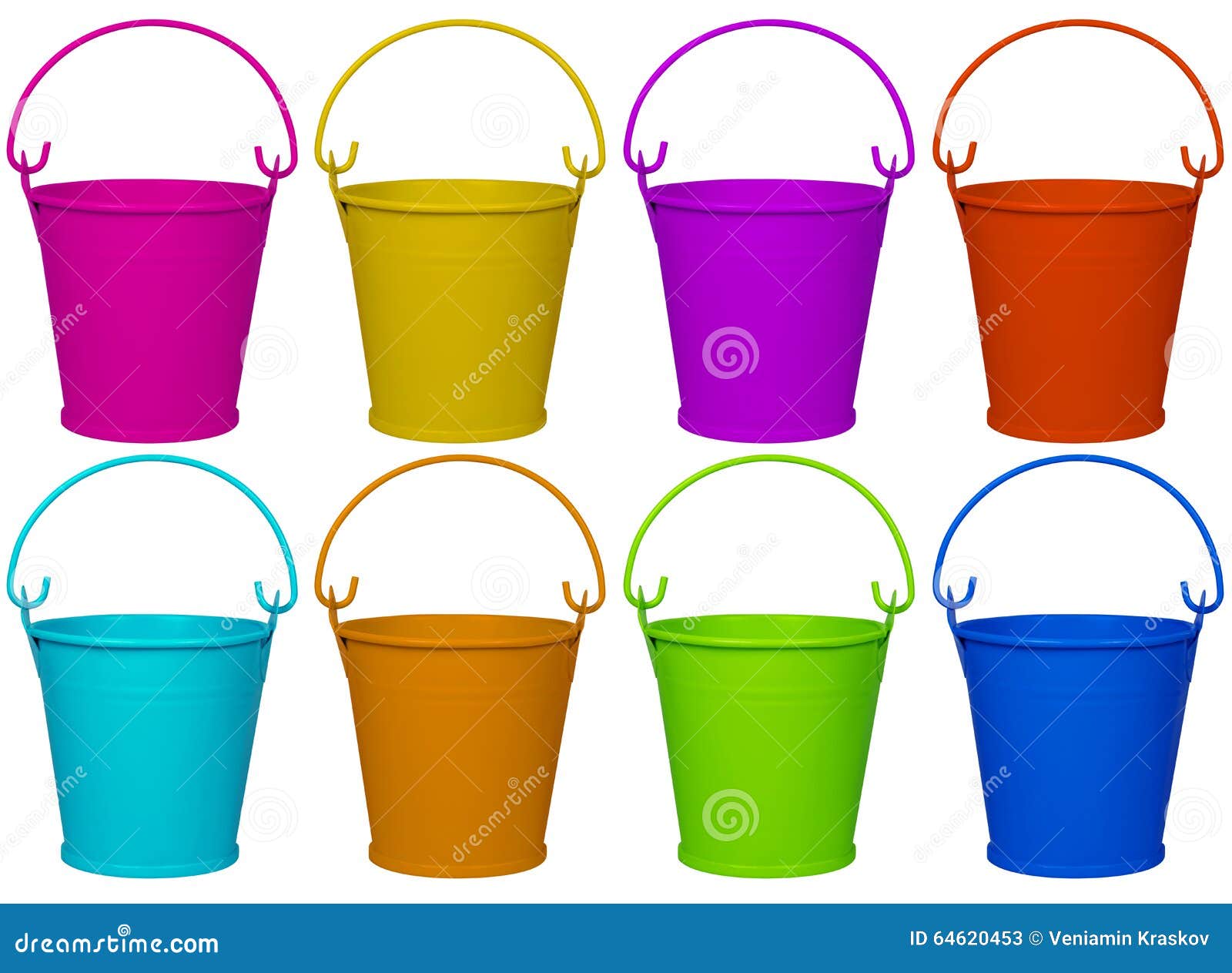 Empty buckets - colorful stock image. Image of yellow - 64620453