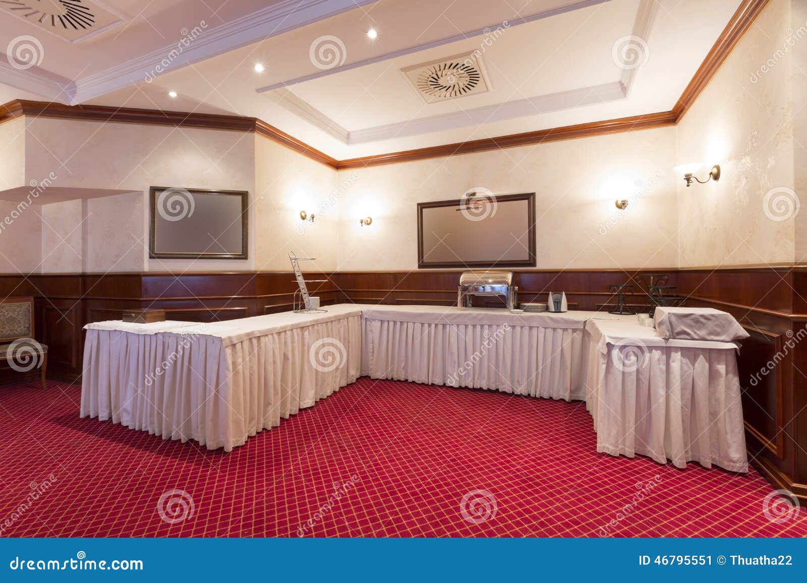 Empty Buffet Table in Hotel Restaurant Stock Image - Image of ceiling ...