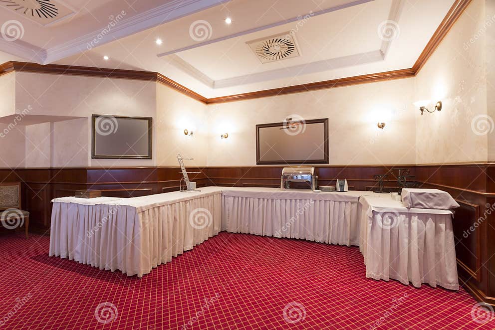 Empty Buffet Table in Hotel Restaurant Stock Image - Image of ceiling ...