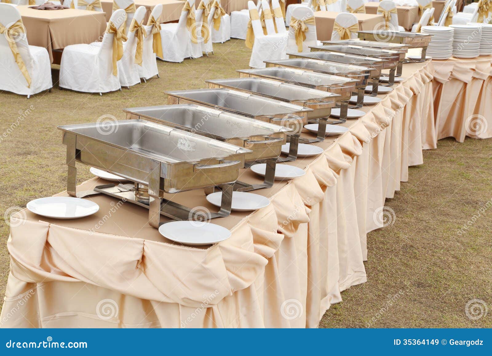 Empty Buffet Trays Ready for Service Stock Image - Image of breakfast ...
