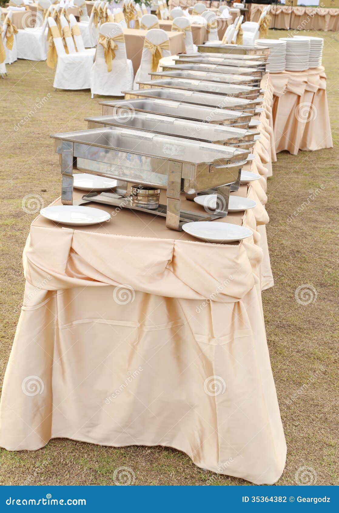 Empty Buffet Trays Ready for Service Stock Photo - Image of hotel ...