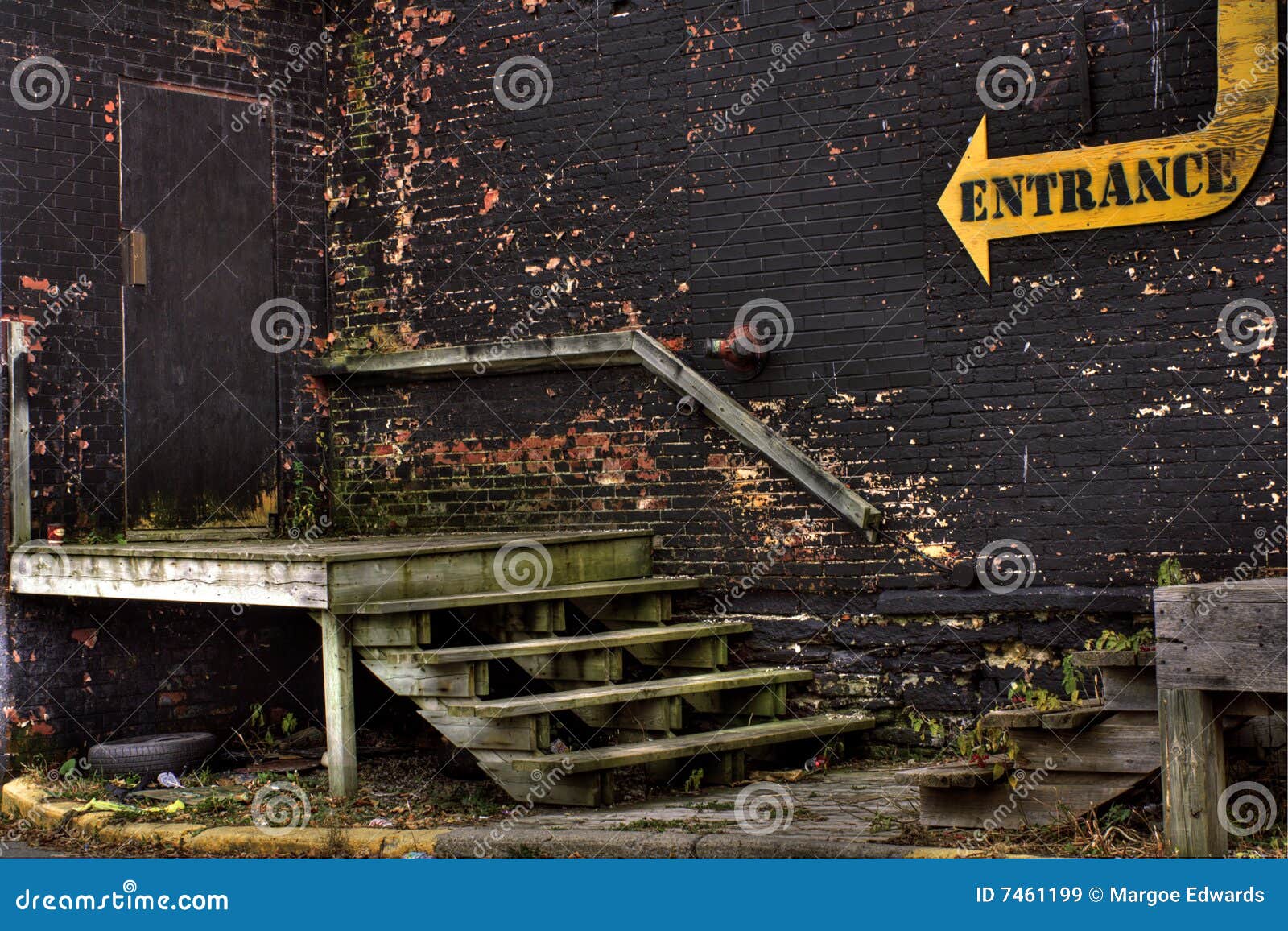 Degraded And Crumbling Building Structure With Wooden Foundations Stock ...