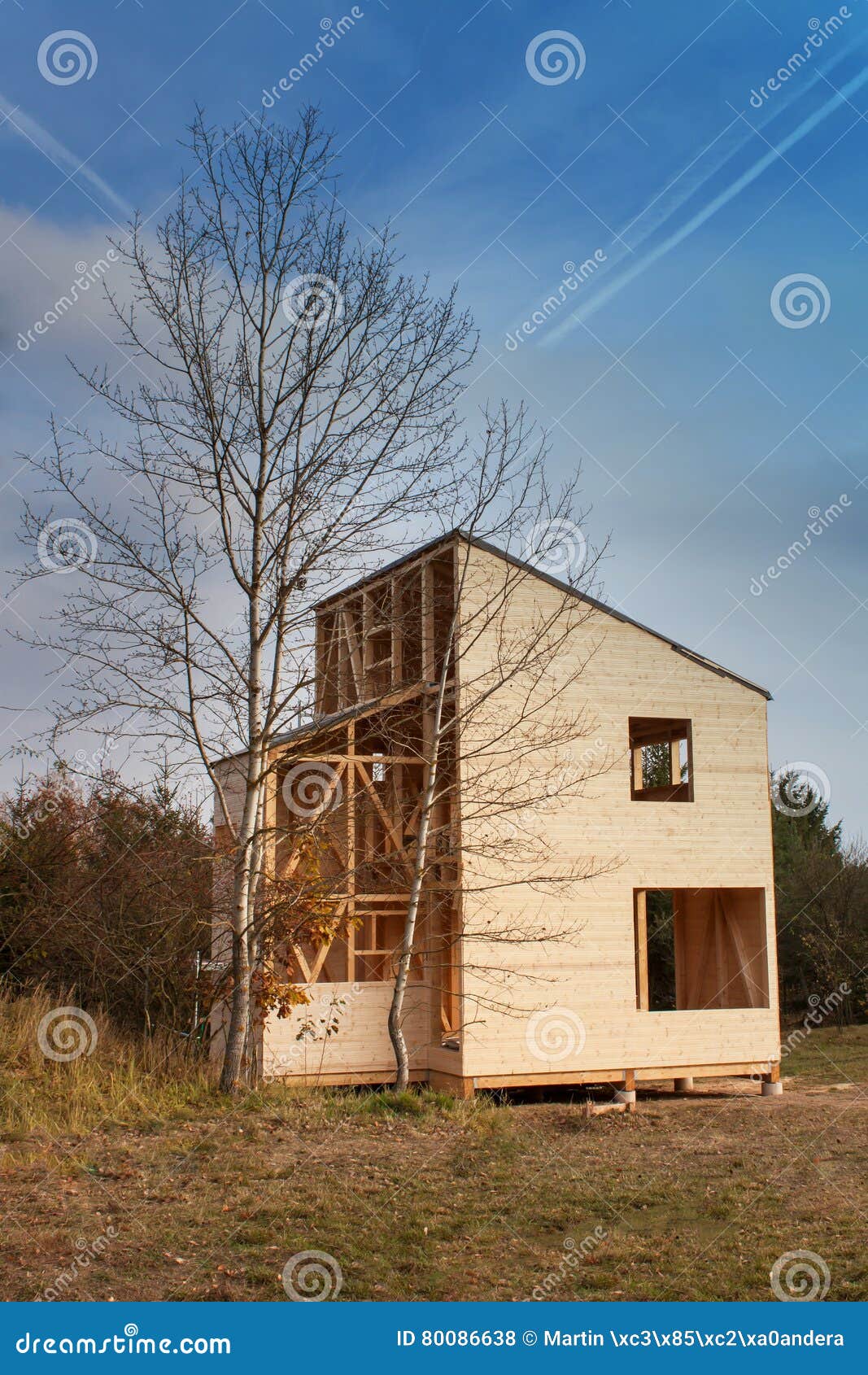 Empty Building Site Ecological House. External Work on the Building ...