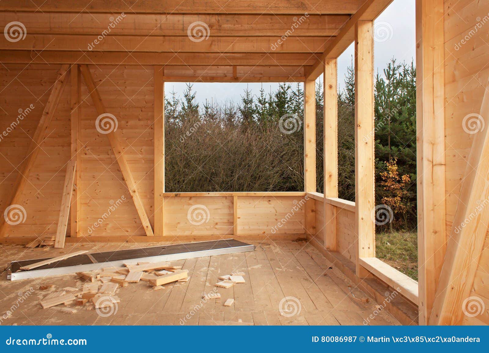 Empty Building Site Ecological House. External Work on the Building ...